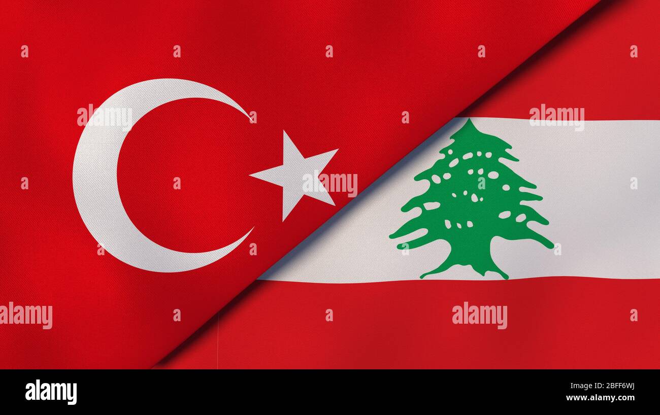 Two states flags of Turkey and Lebanon. High quality business ...