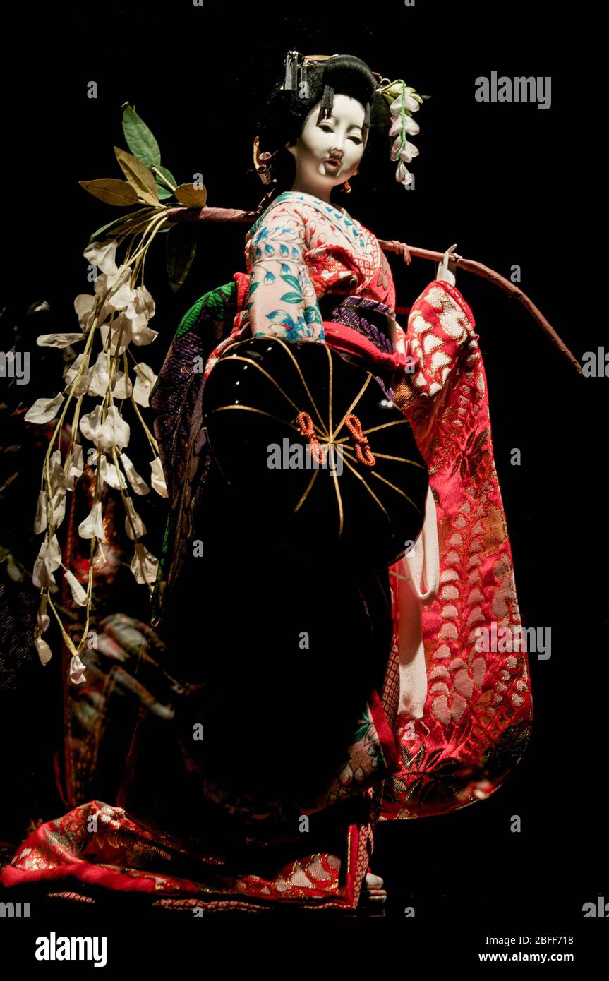 A Japanese NingYo doll, exhibited wearing a traditional costume Stock ...