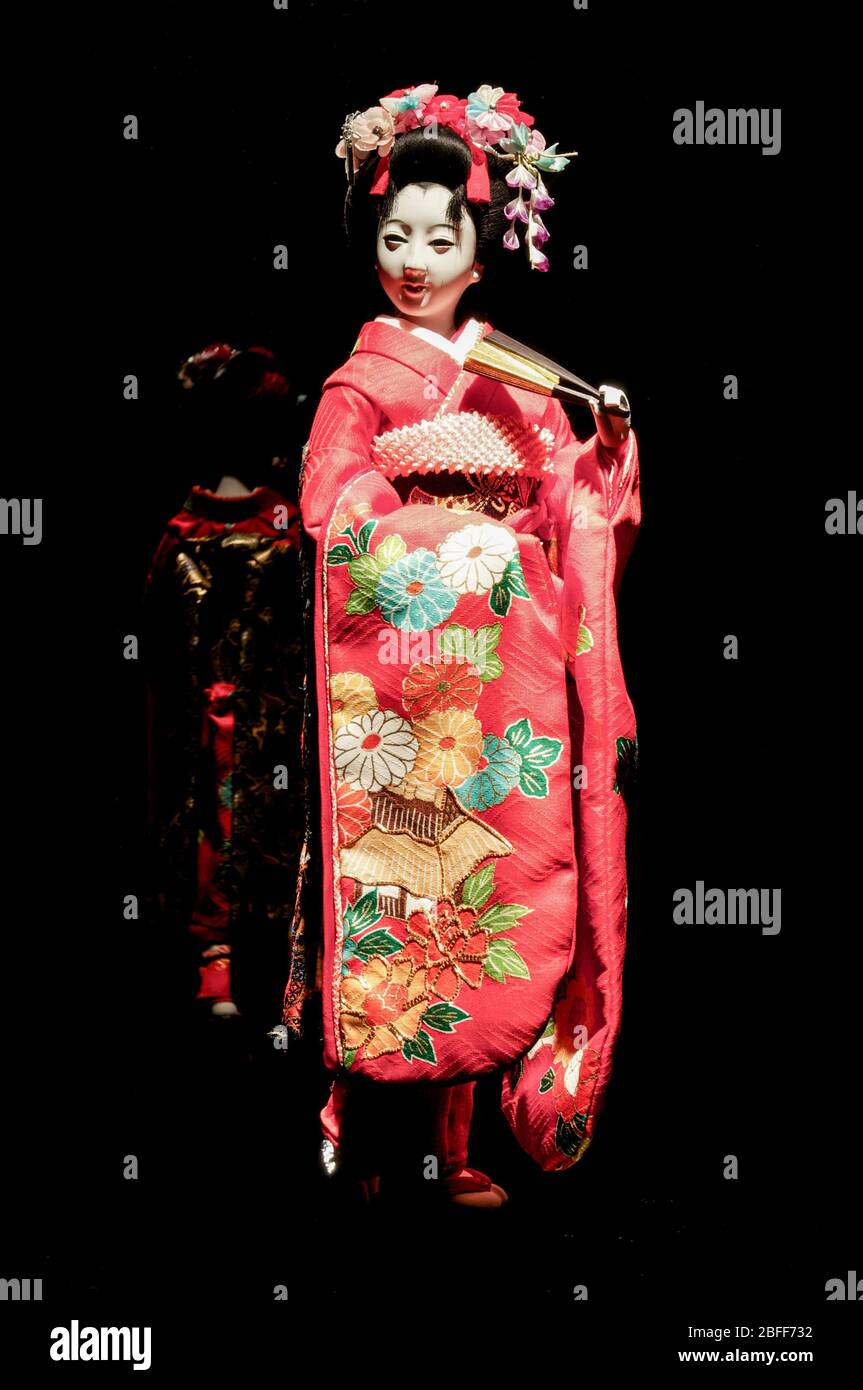 A Japanese NingYo doll, exhibited wearing a traditional costume Stock ...