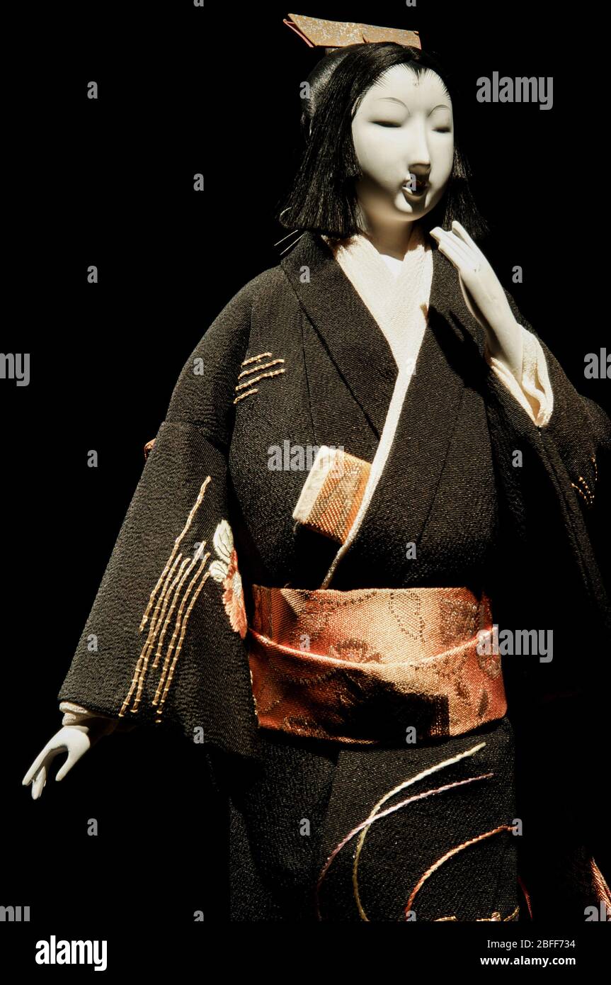 A Japanese NingYo doll, exhibited wearing a traditional costume Stock ...