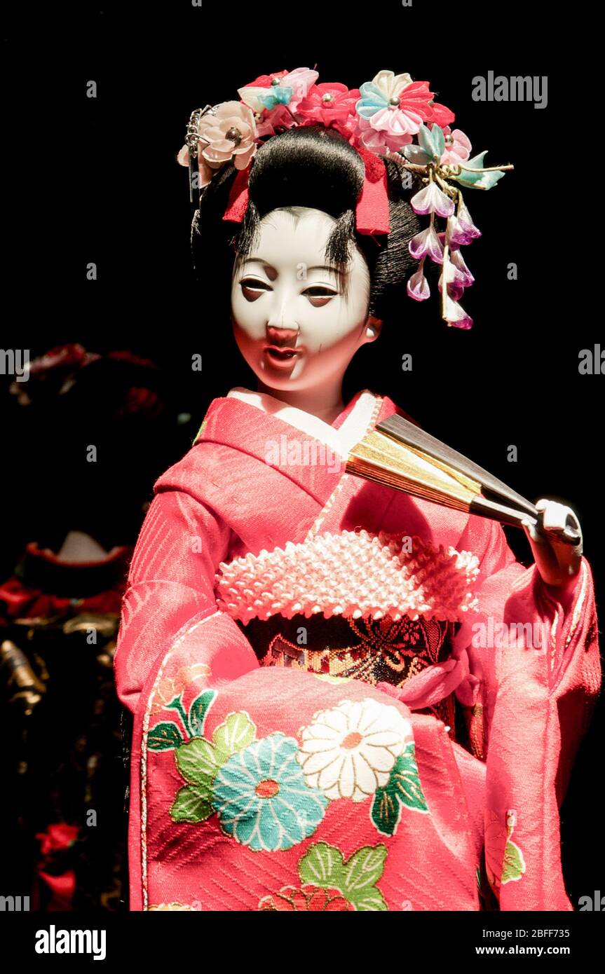 A Japanese NingYo doll, exhibited wearing a traditional costume Stock ...