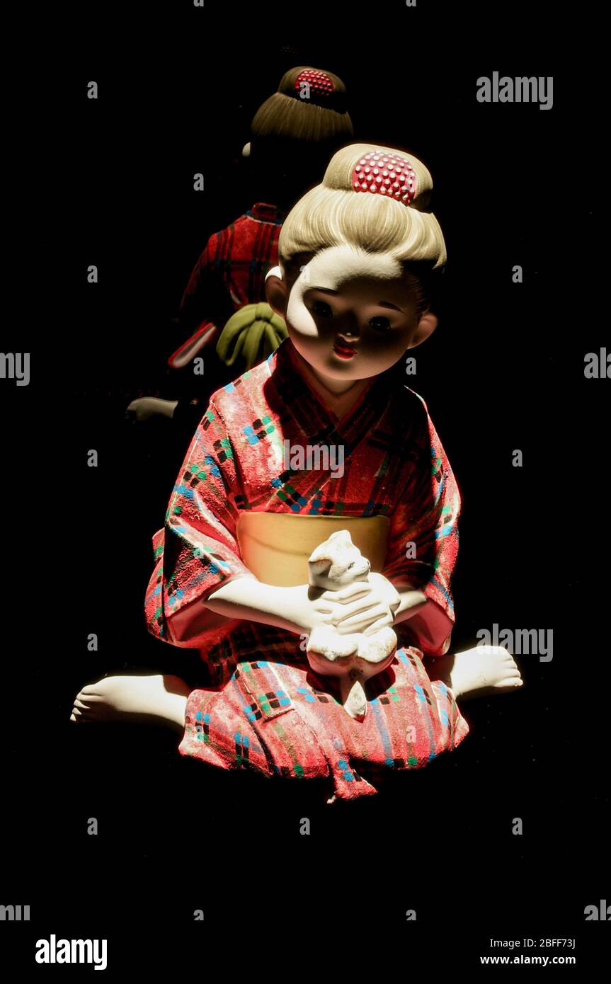 A Japanese NingYo doll, exhibited wearing a traditional costume Stock ...