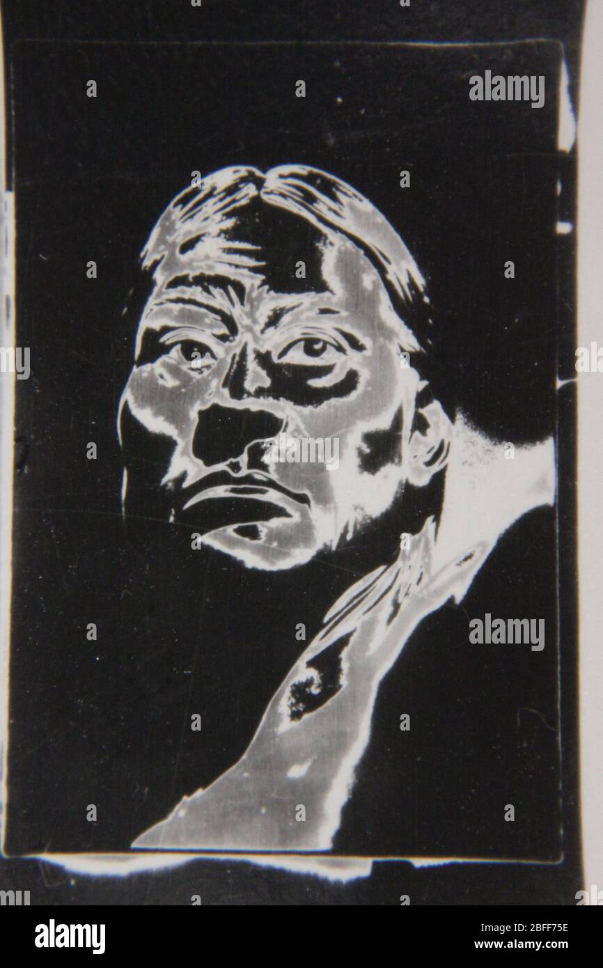 Fine 70s vintage black and white portrait of a proud Native American ...