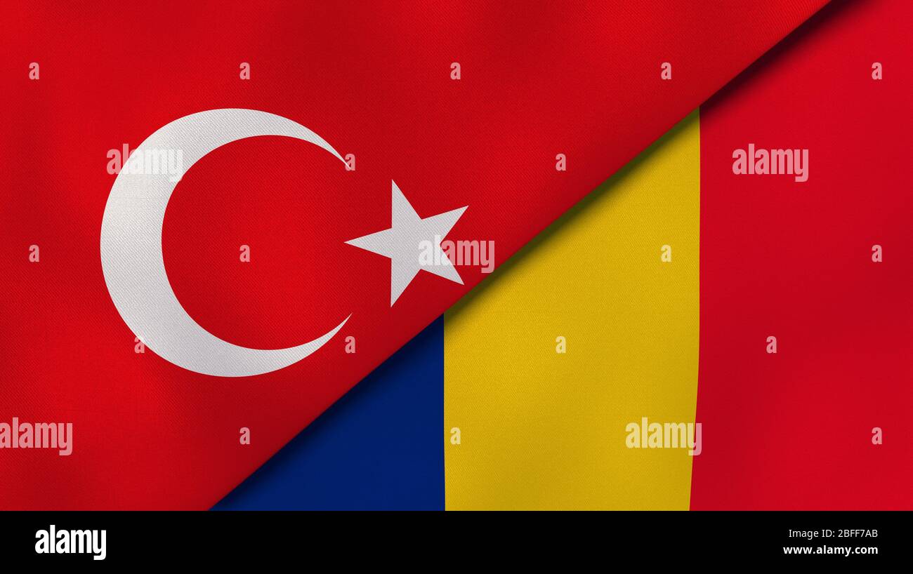 Two states flags of Turkey and Romania. High quality business ...