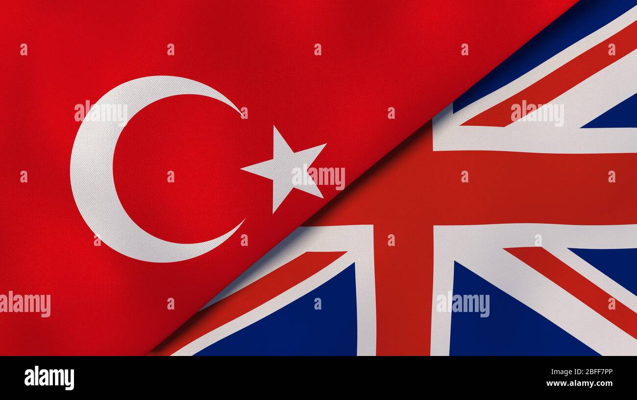 Two states flags of Turkey and United Kingdom. High quality business ...