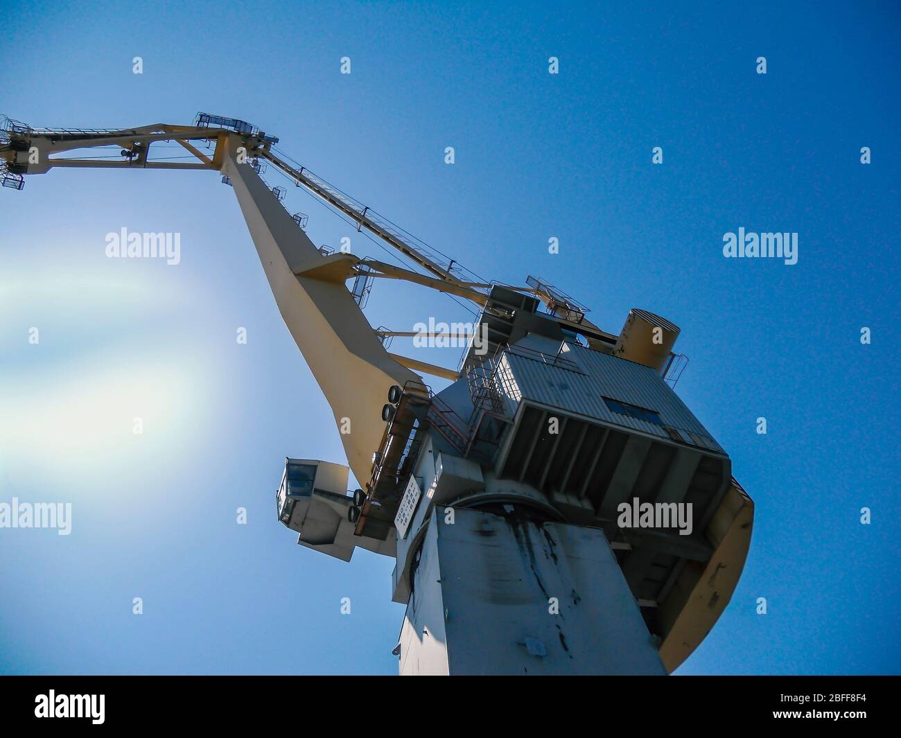 100 ton crane against the sky. High powerful shipbuilding or harbor ...