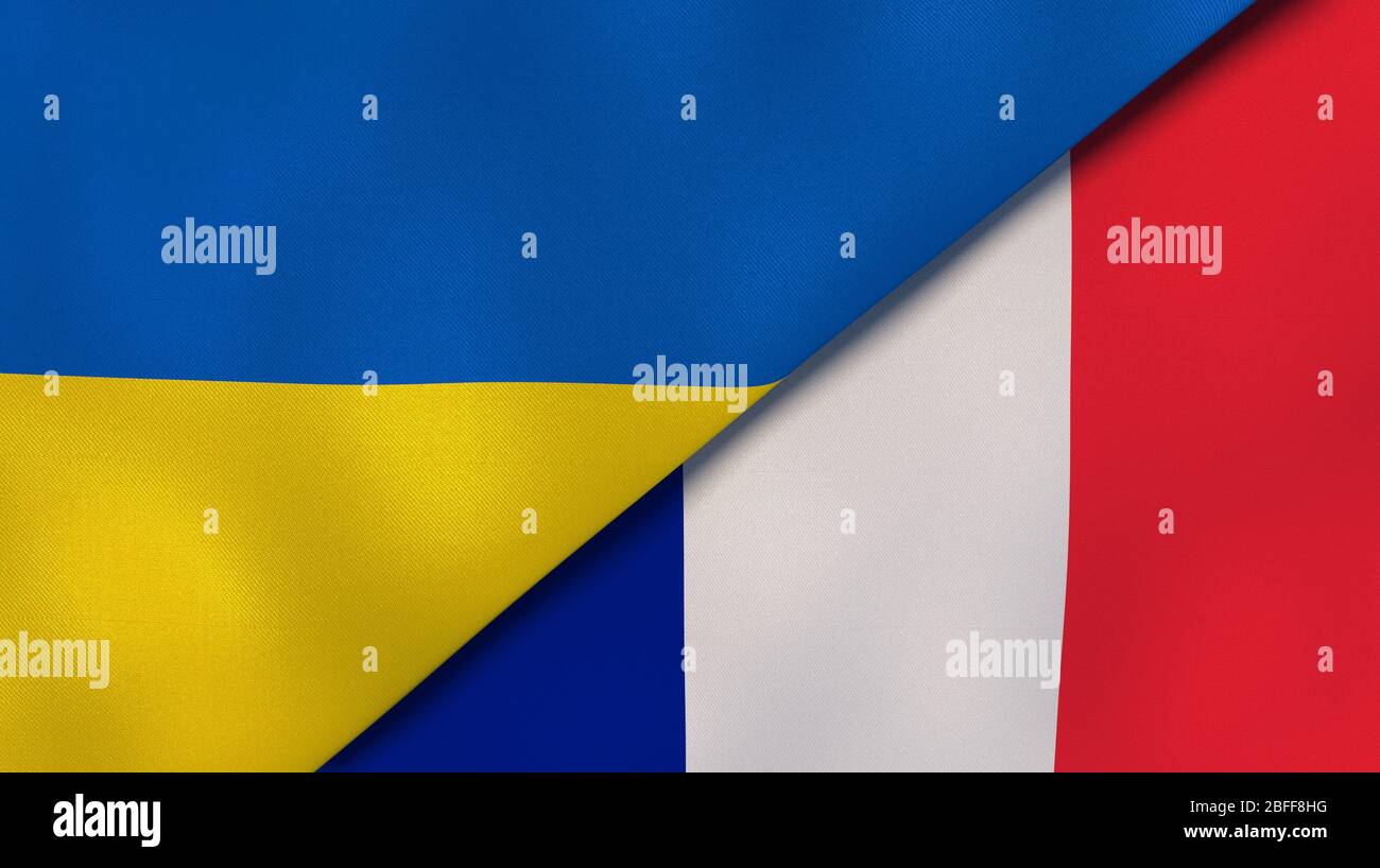 Two states flags of Ukraine and France. High quality business ...