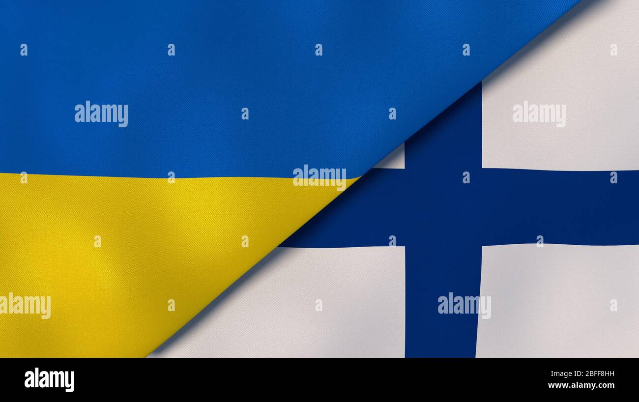 Two states flags of Ukraine and Finland. High quality business ...