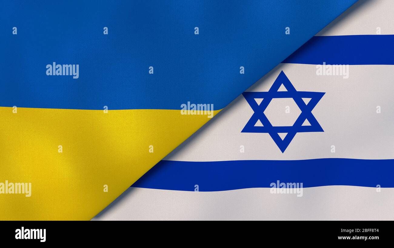 Two states flags of Ukraine and Israel. High quality business ...