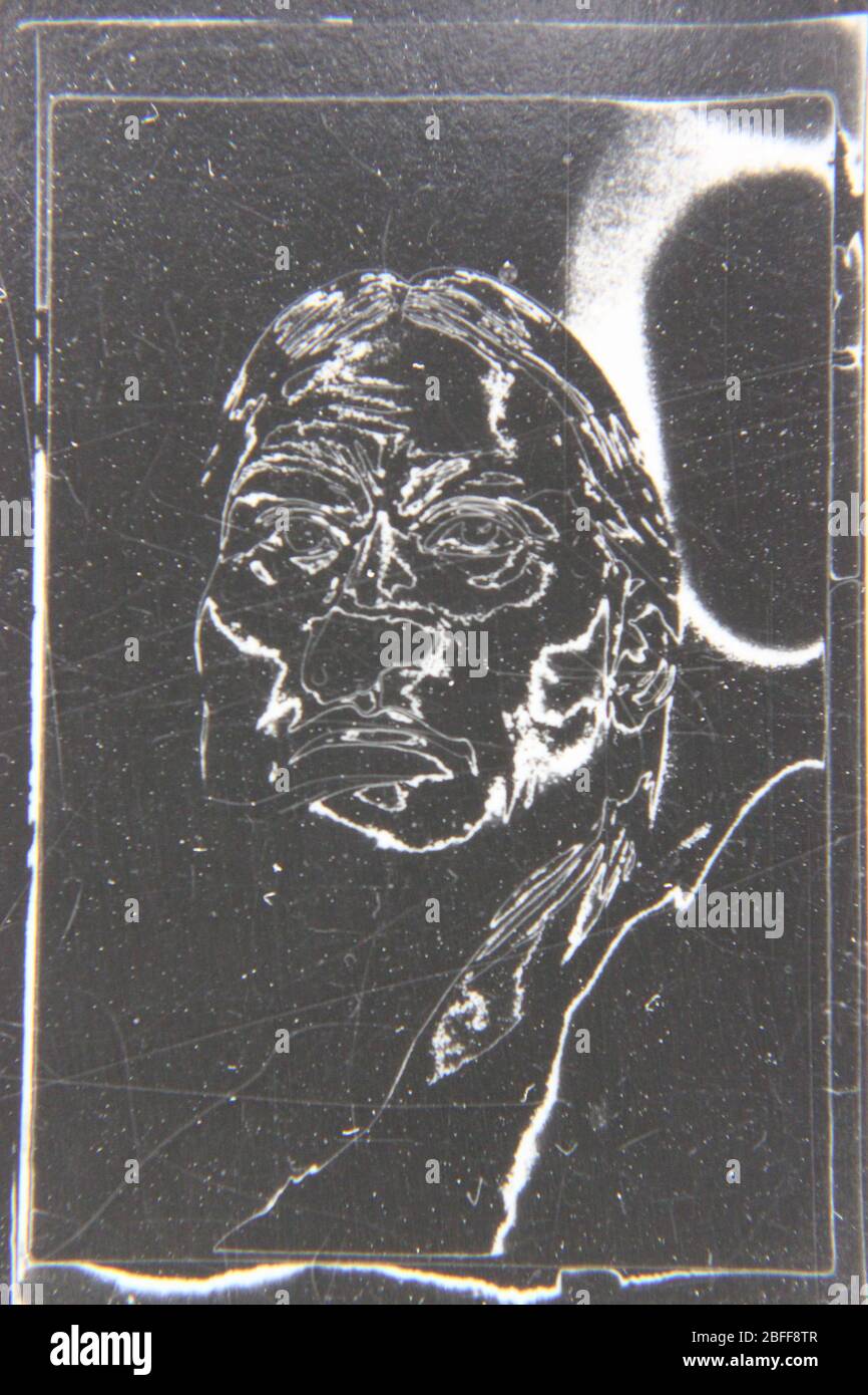 Fine 70s vintage black and white portrait of a proud Native American ...