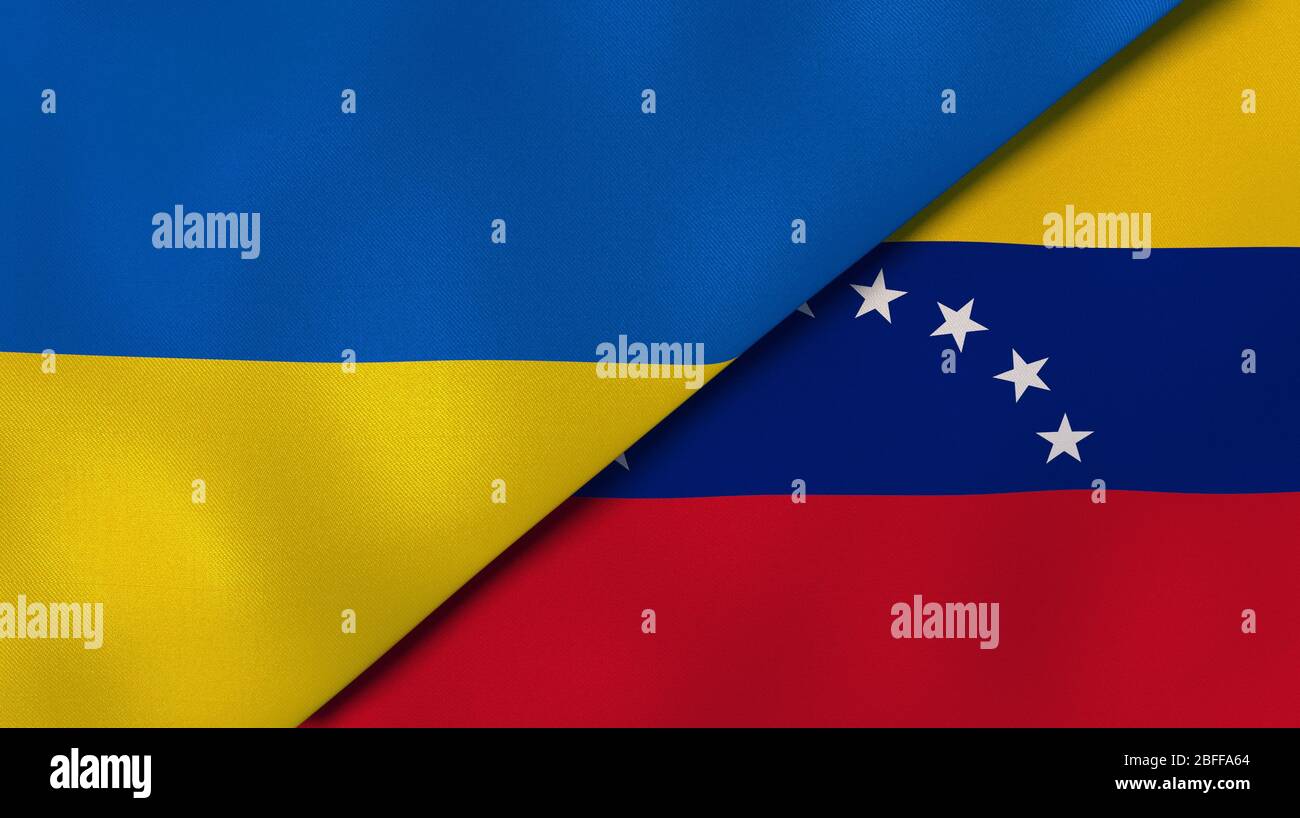Two states flags of Ukraine and Venezuela. High quality business ...
