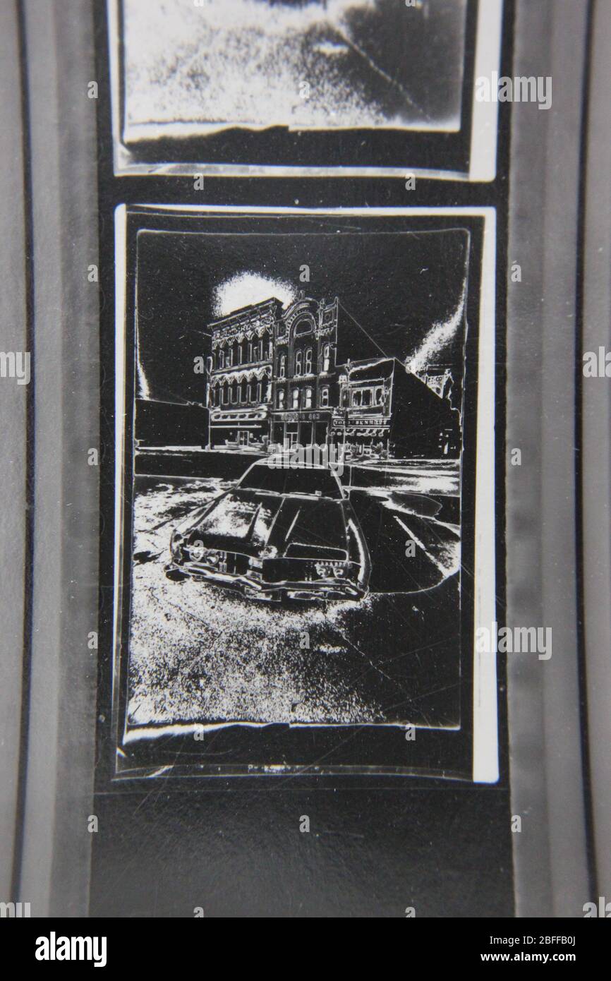 Fine 70s vintage extreme high contrast contact print photography of a ...
