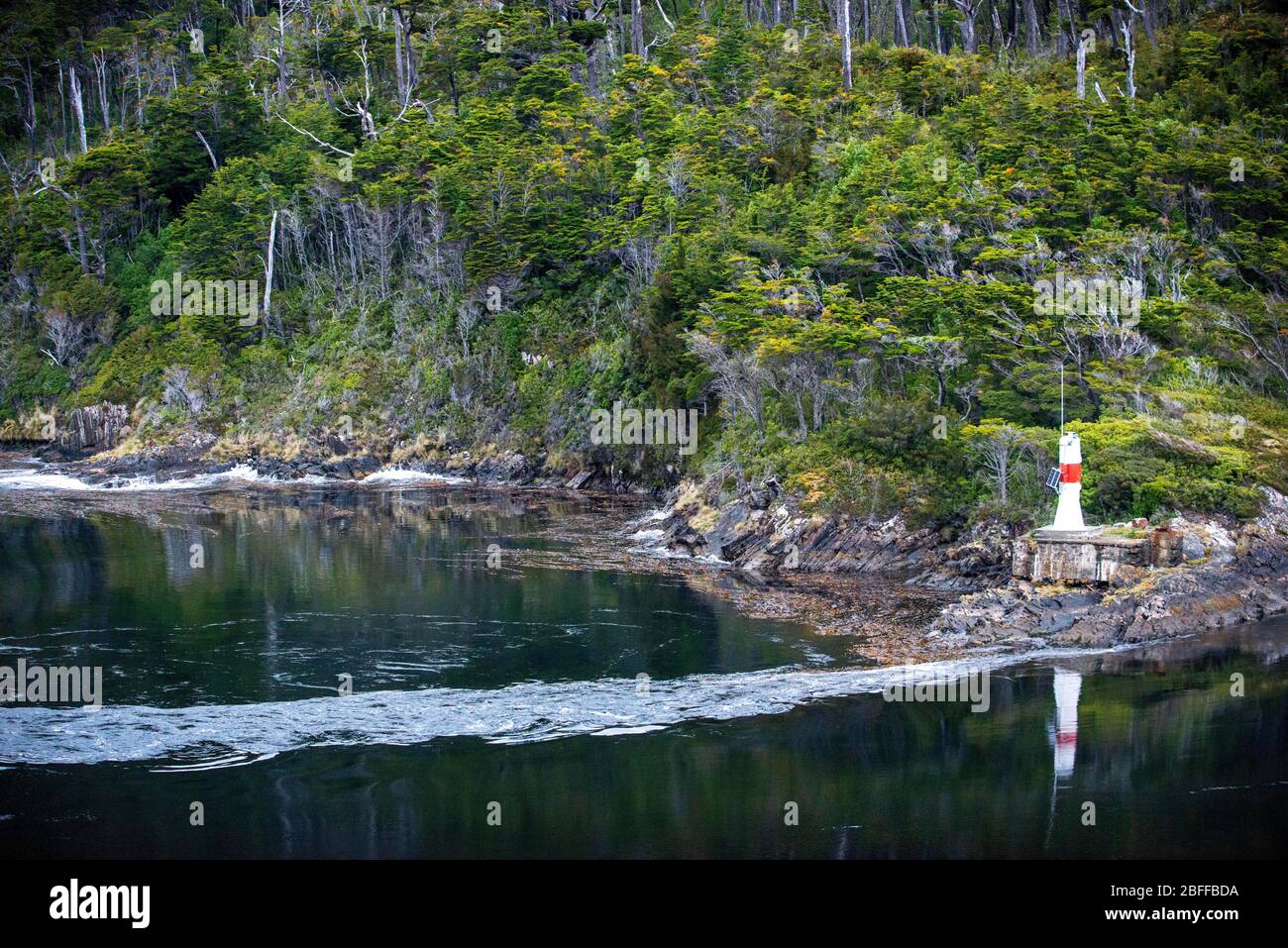 Skorpios III cruise ship transiting the Kirke Narrows in Patagonia ...