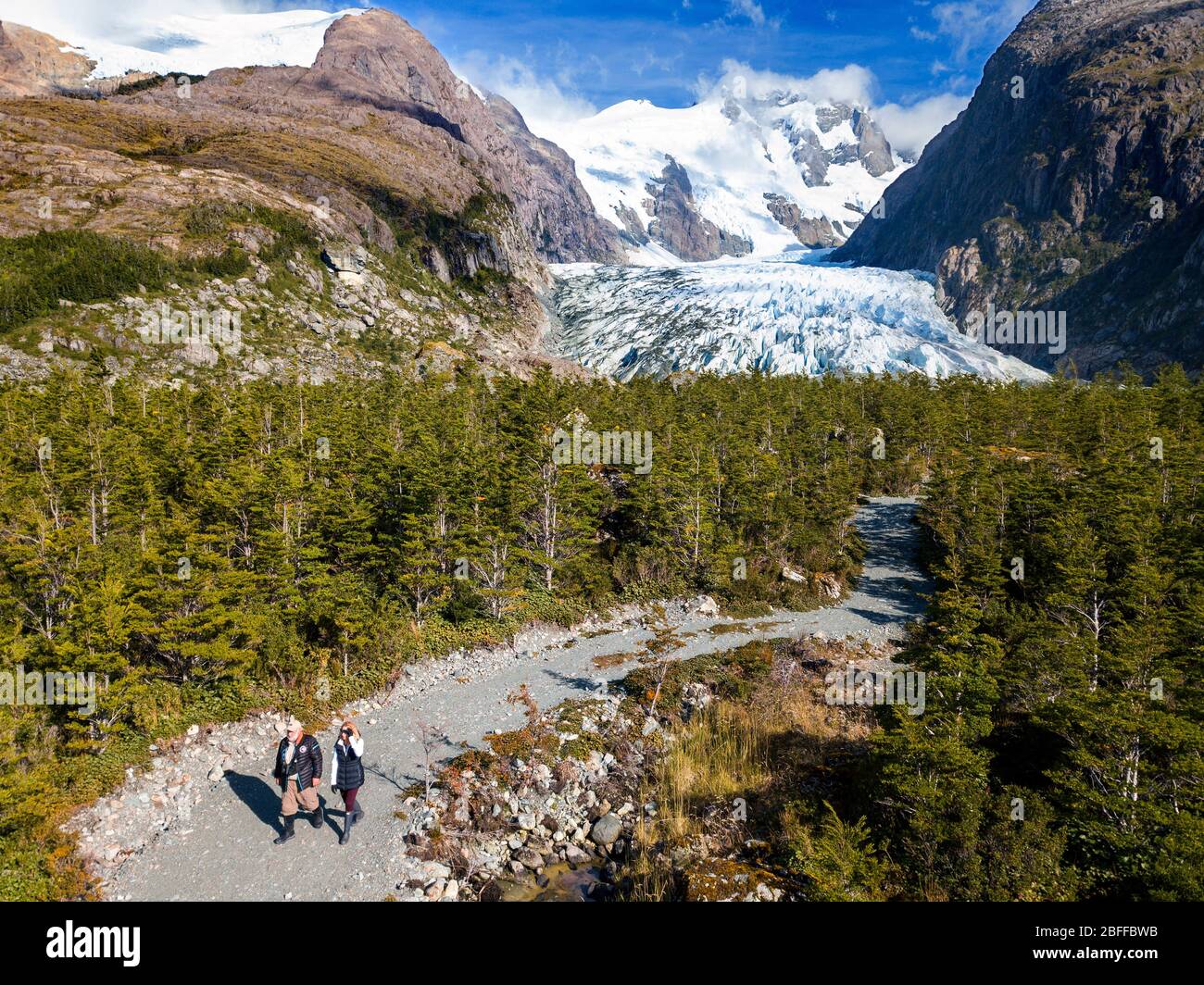 Aerial view of Bernal glacier in the Las montanas fjord On The Edge Of ...