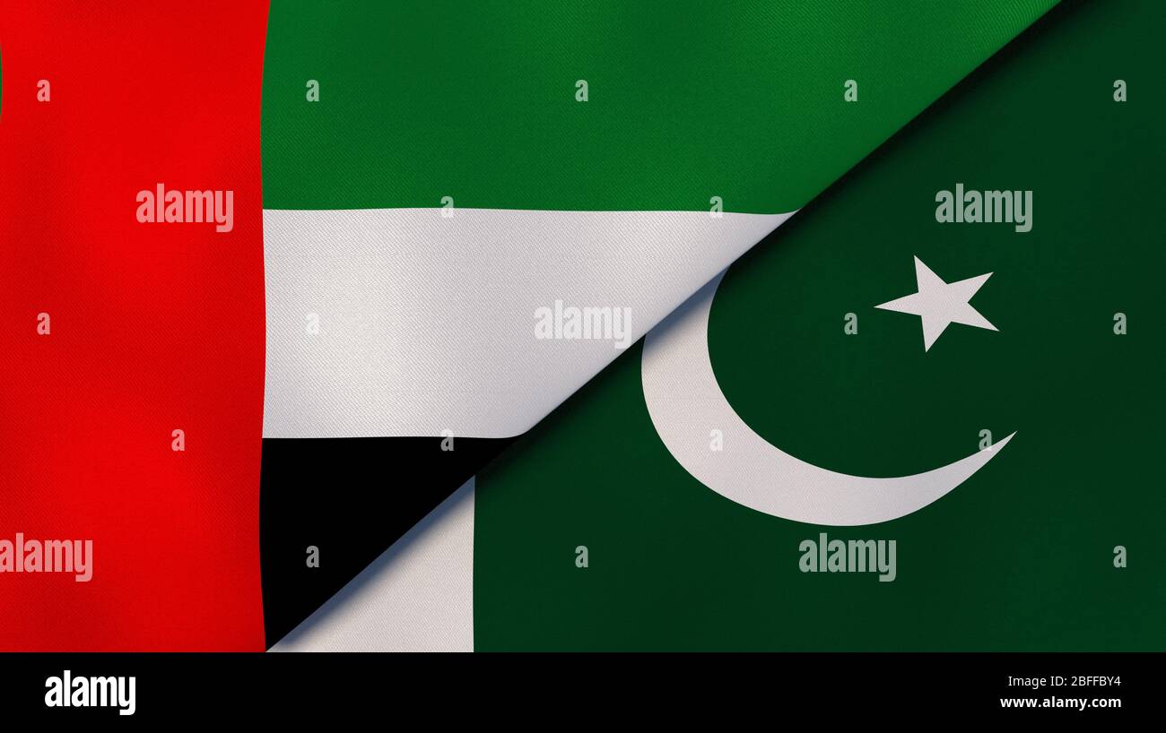 Two states flags of United Arab Emirates and Pakistan. High quality ...