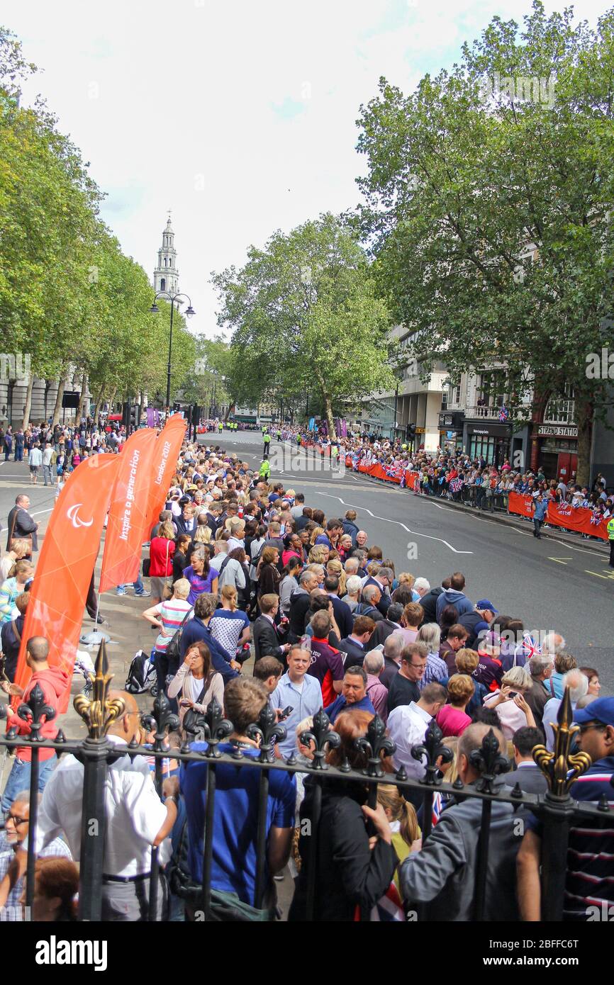 London, England - September 10 2012: Crowds line the streets of London ...
