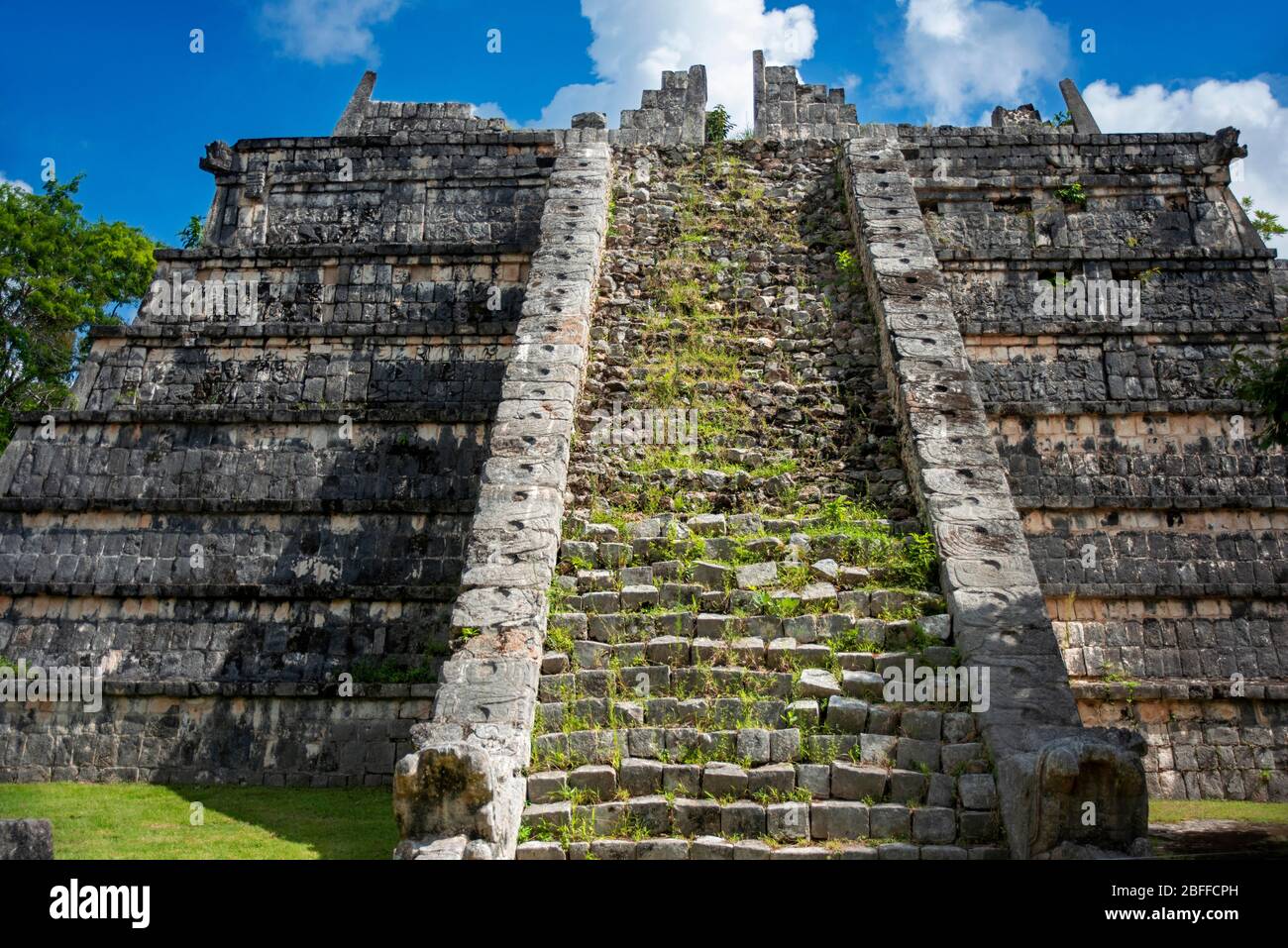 Stony stairs of tomb of the High Priest pyramid at Chichen Itza ...