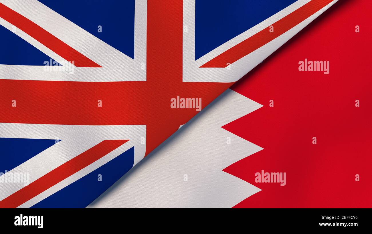 Two states flags of United Kingdom and Bahrain. High quality business ...