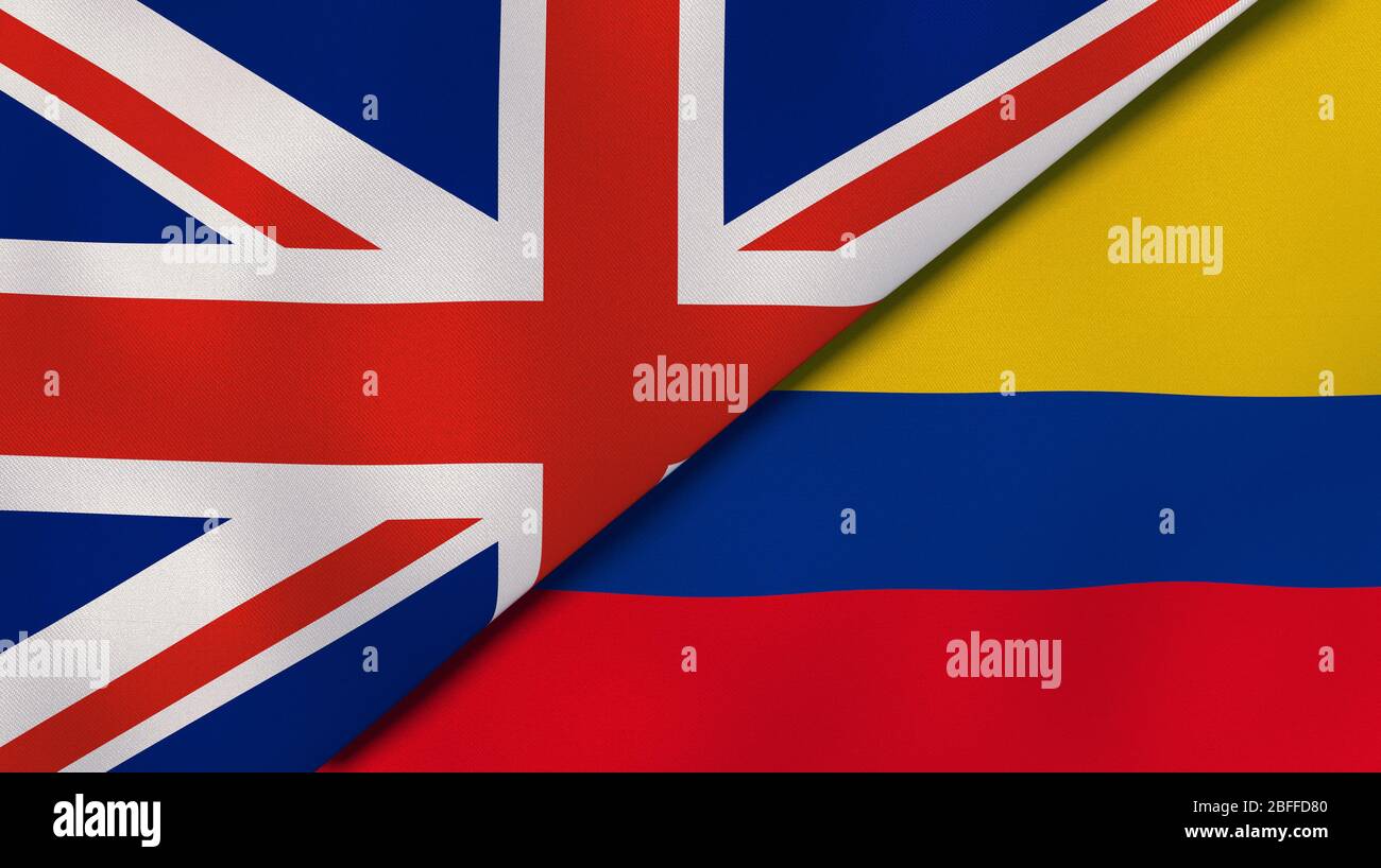 Two states flags of United Kingdom and Colombia. High quality business ...
