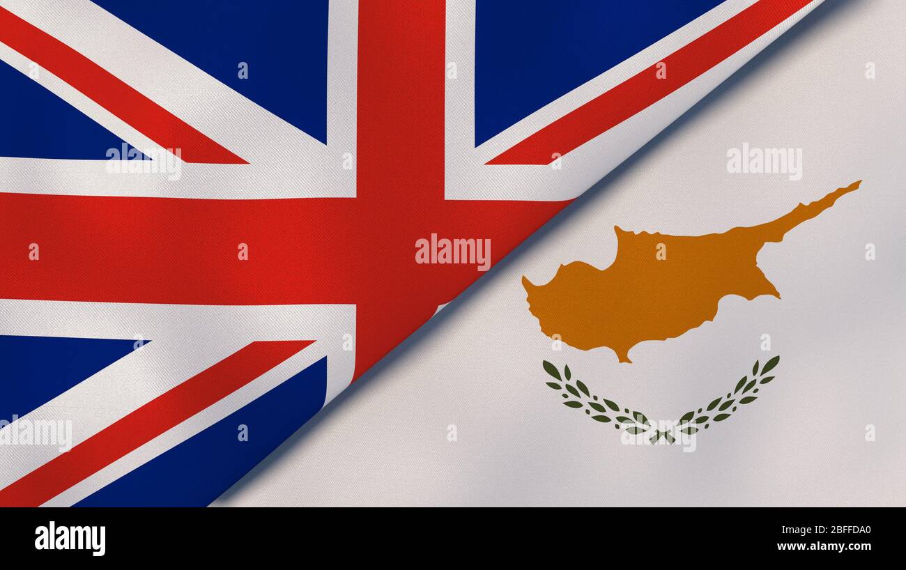 Two states flags of United Kingdom and Cyprus. High quality business ...