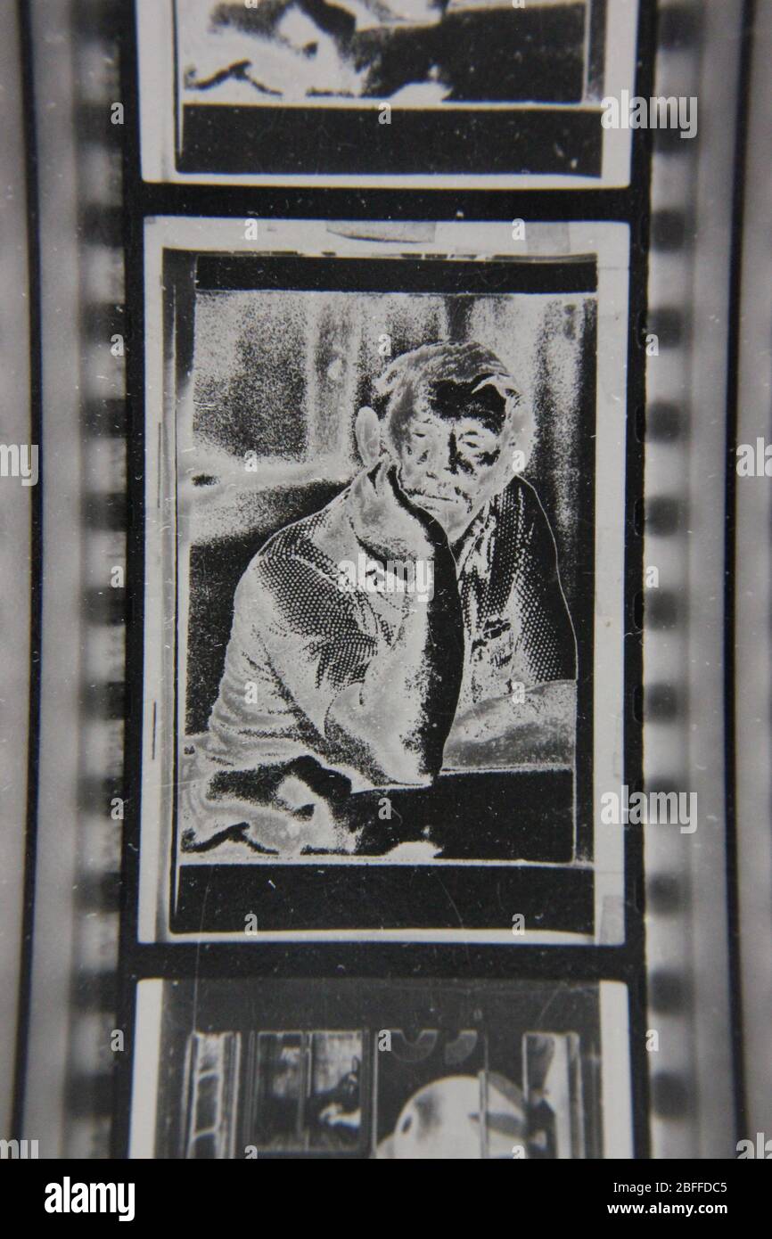 Fine 70s vintage extreme high contrast contact print photography of a ...