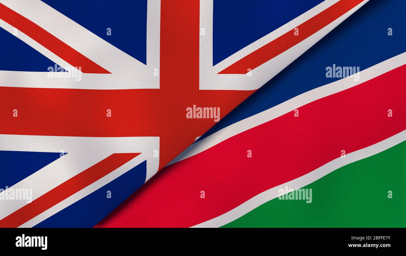 Two states flags of United Kingdom and Namibia. High quality business ...