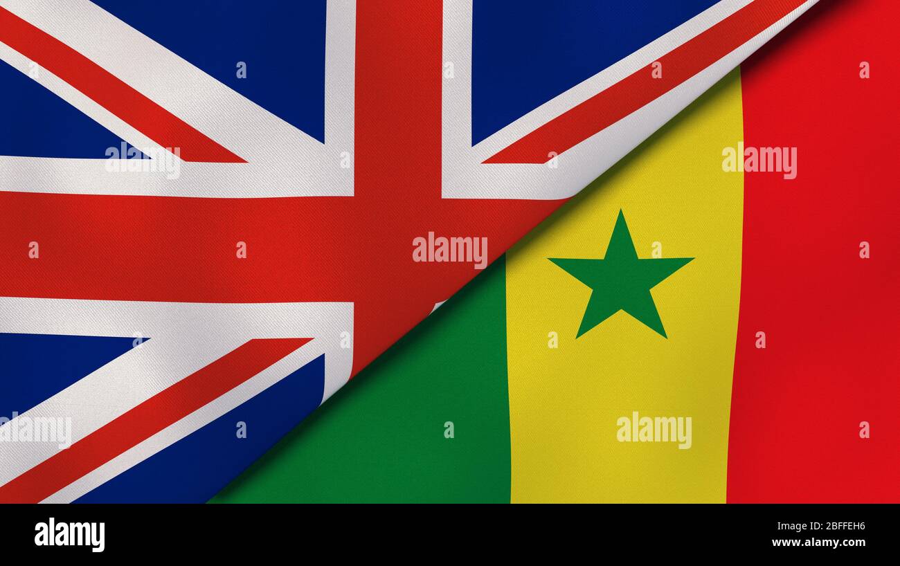 Two states flags of United Kingdom and Senegal. High quality business ...
