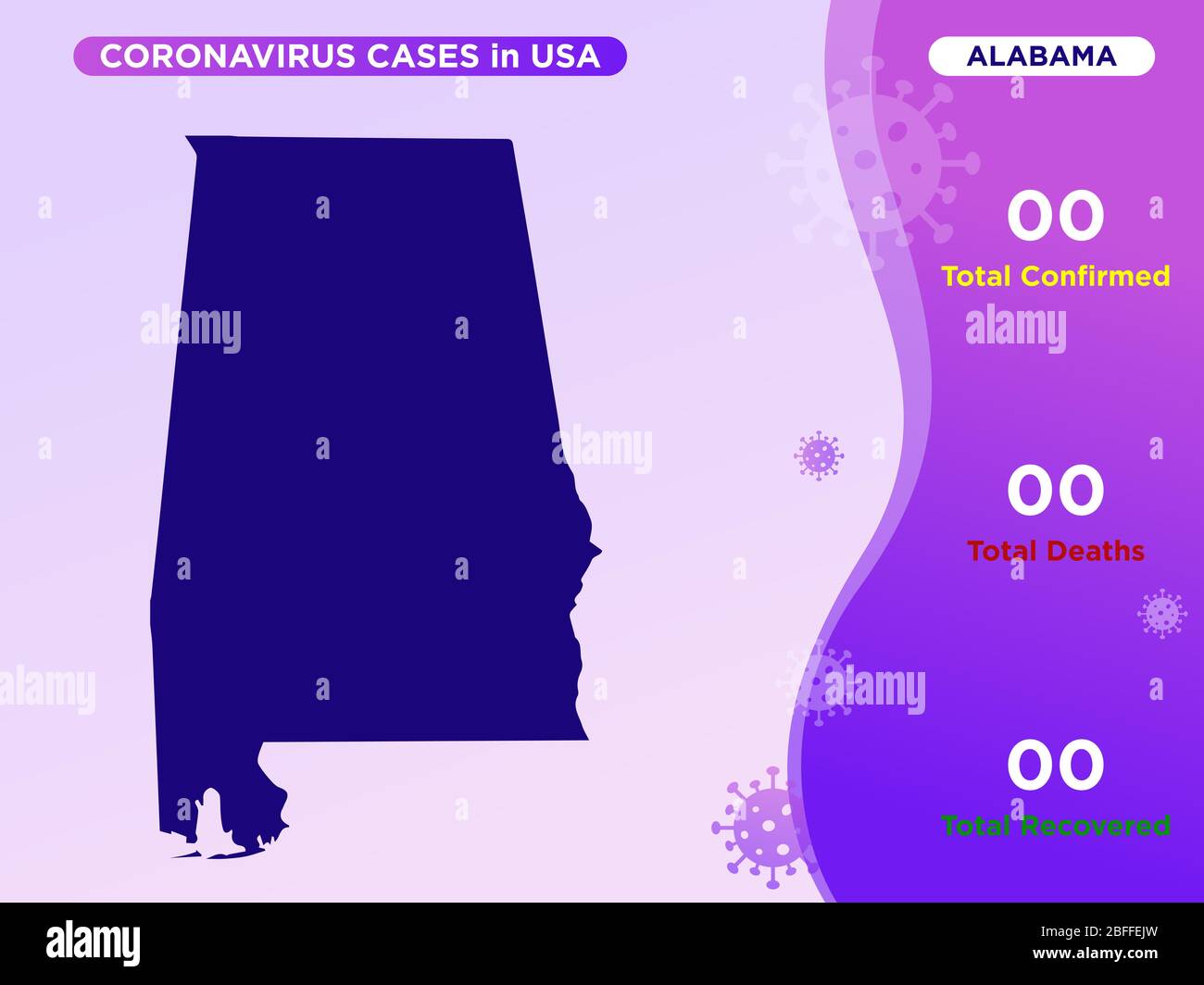 Alabama Map, Corona Virus Infographic Vector Template Stock Photo - Alamy