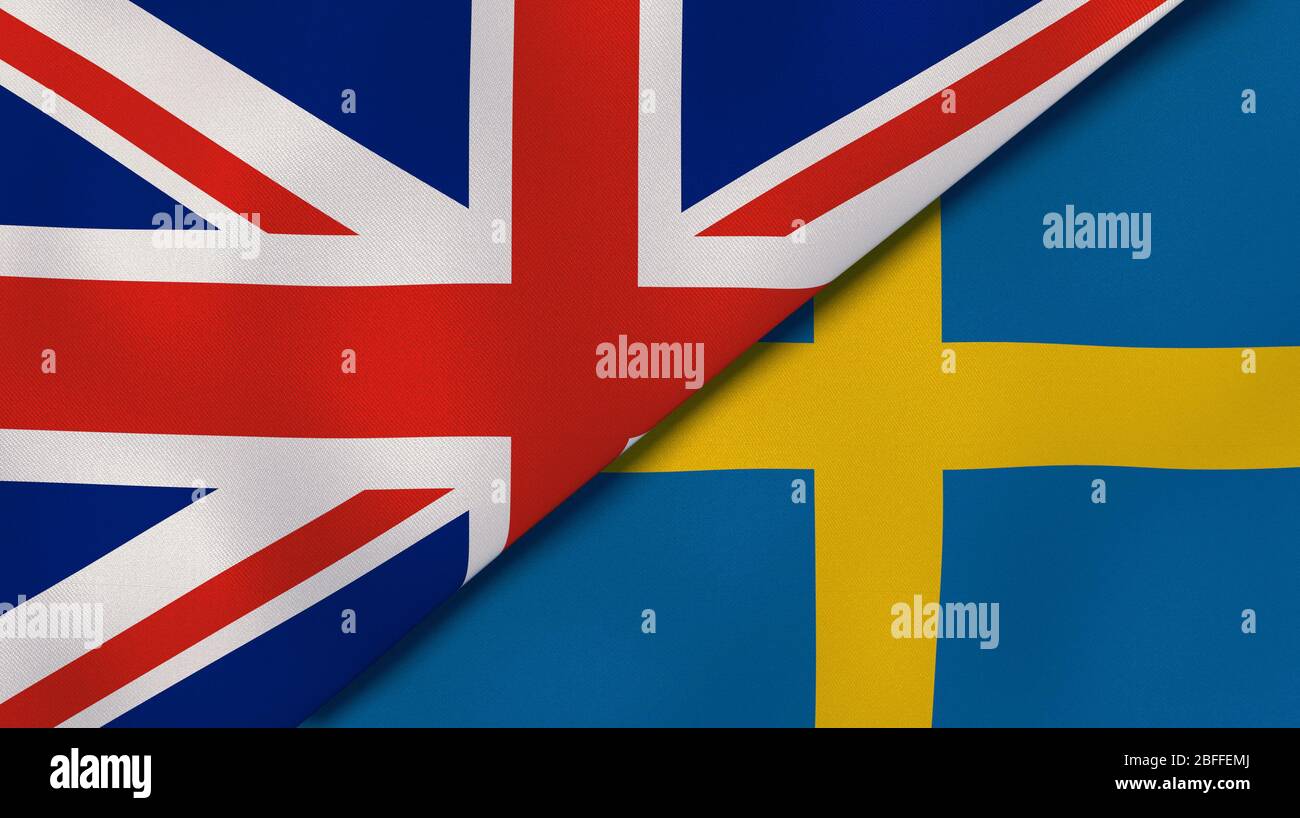 Two states flags of United Kingdom and Sweden. High quality business ...