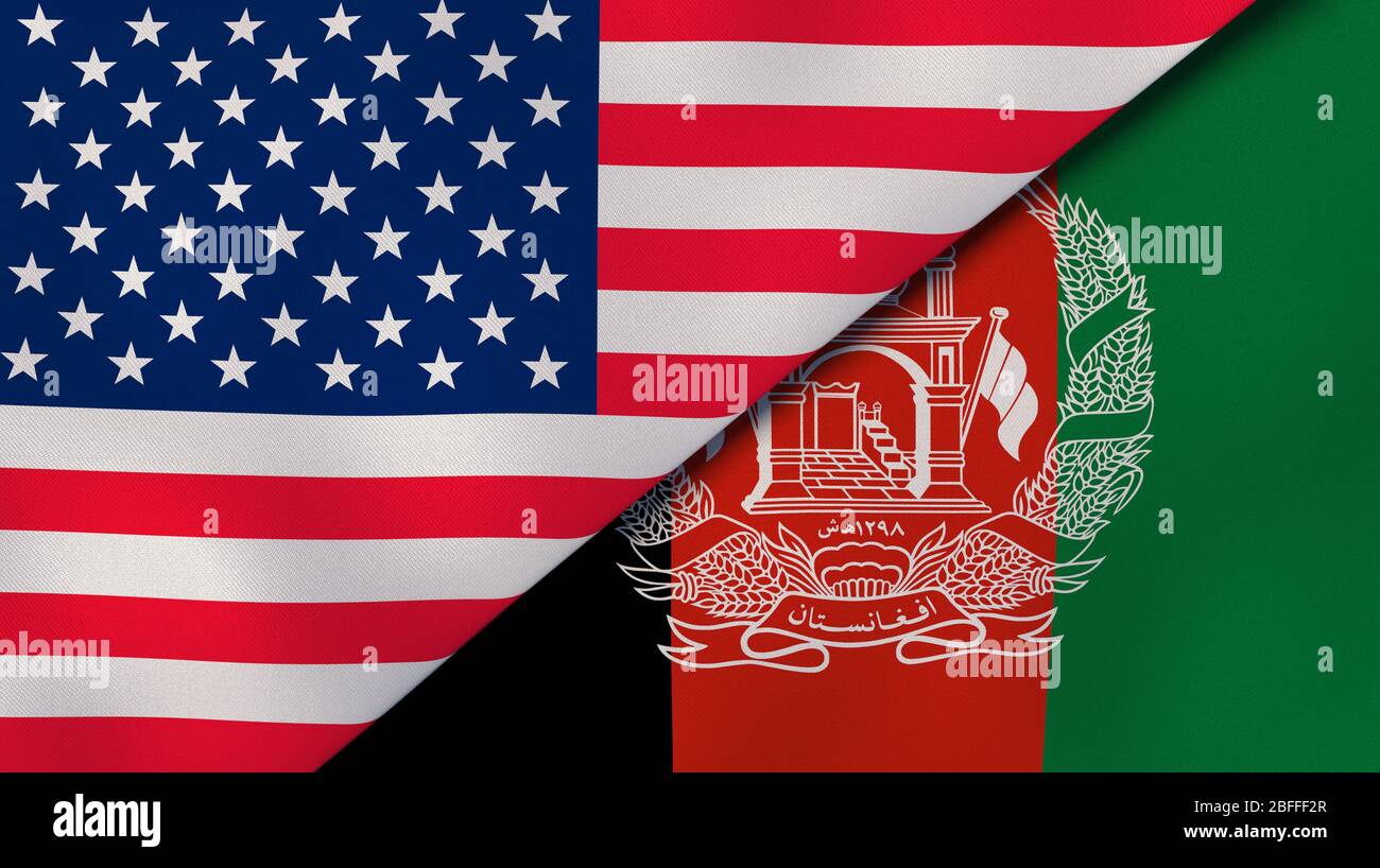 Two states flags of United States and Afghanistan. High quality ...