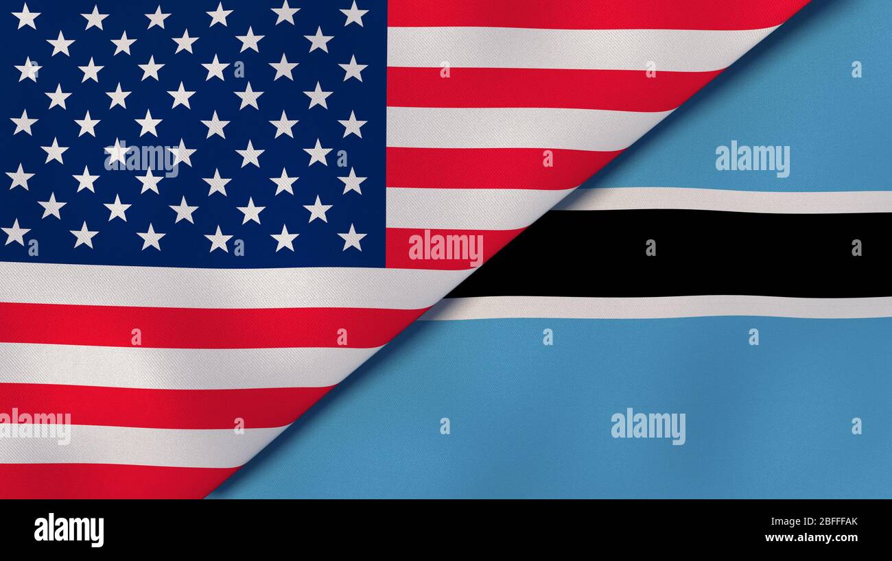 Two states flags of United States and Botswana. High quality business ...