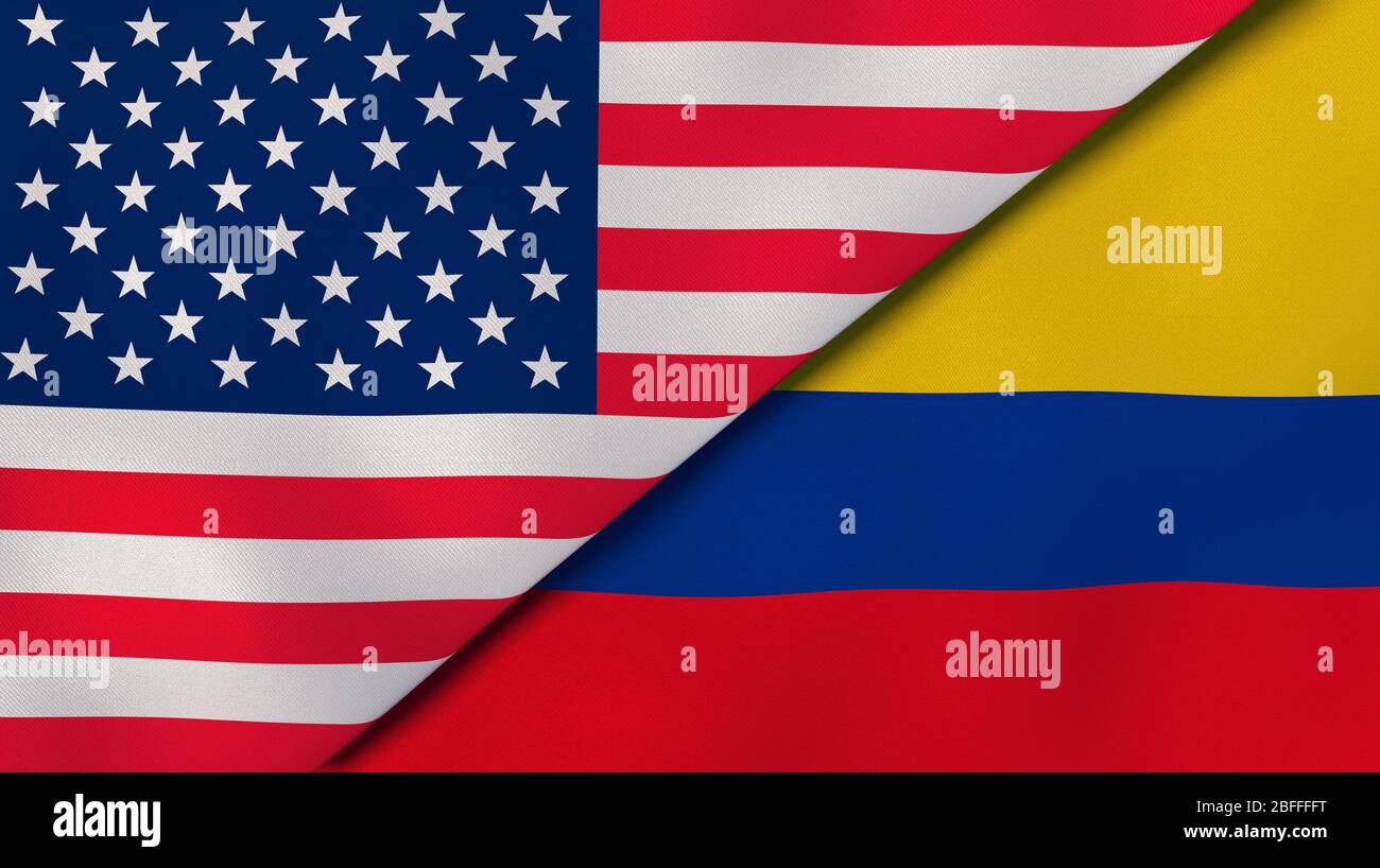 Two states flags of United States and Colombia. High quality business ...