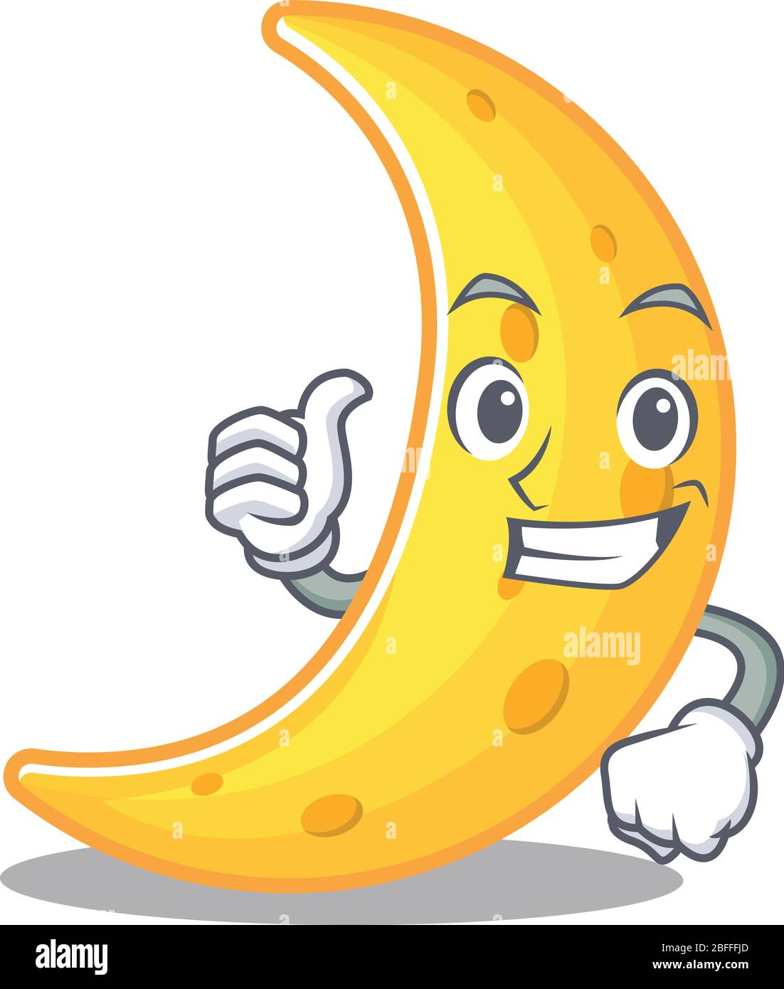 Crescent moon cartoon character design making OK gesture Stock Vector ...