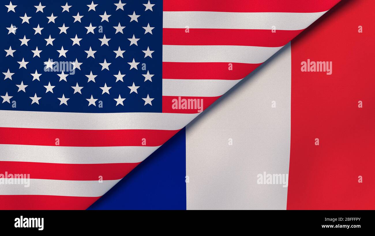 Two states flags of United States and France. High quality business ...