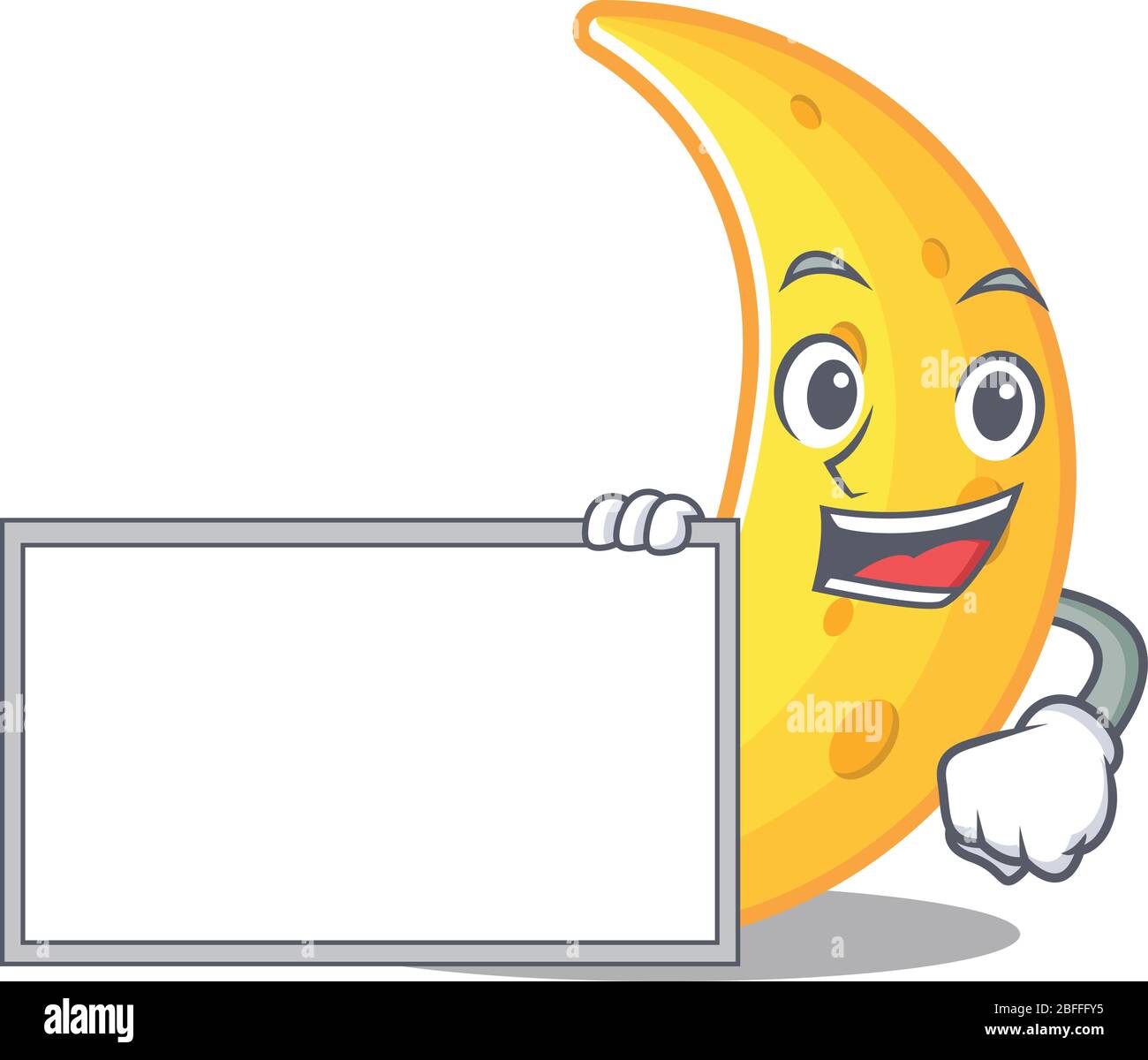 Crescent moon cartoon character design style with board Stock Vector ...