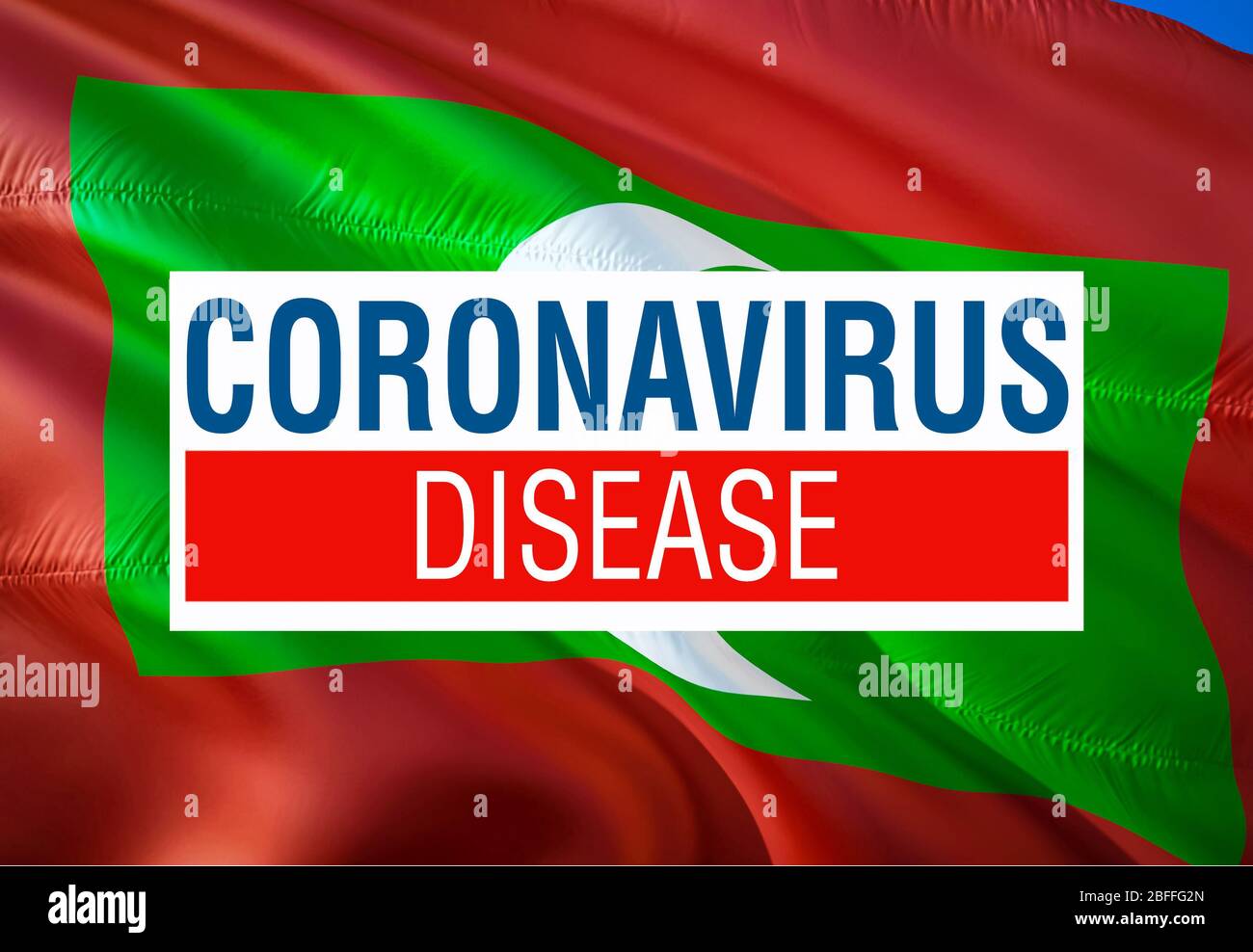 Coronavirus in Maldives flag with DISEASE DISEASE Sign, 2019-nCoV Novel ...