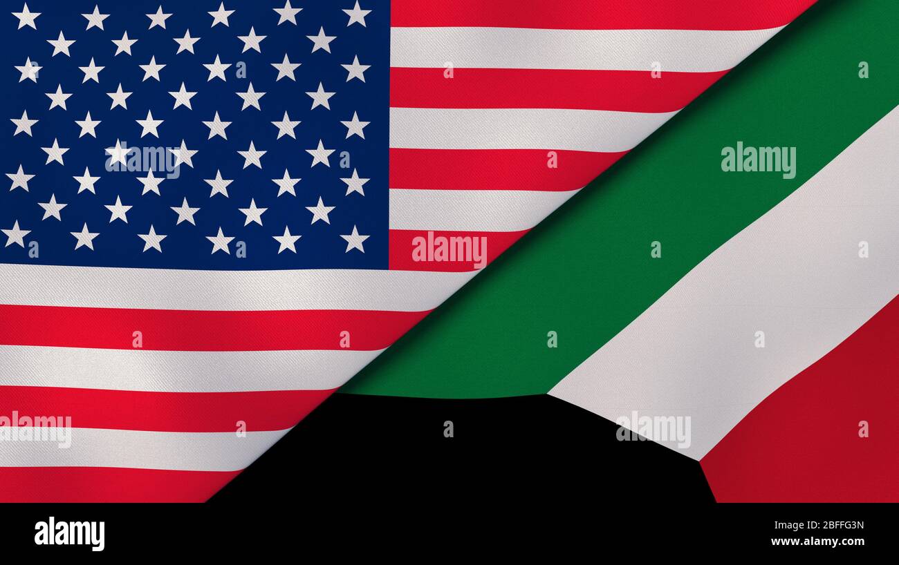 Two states flags of United States and Kuwait. High quality business ...