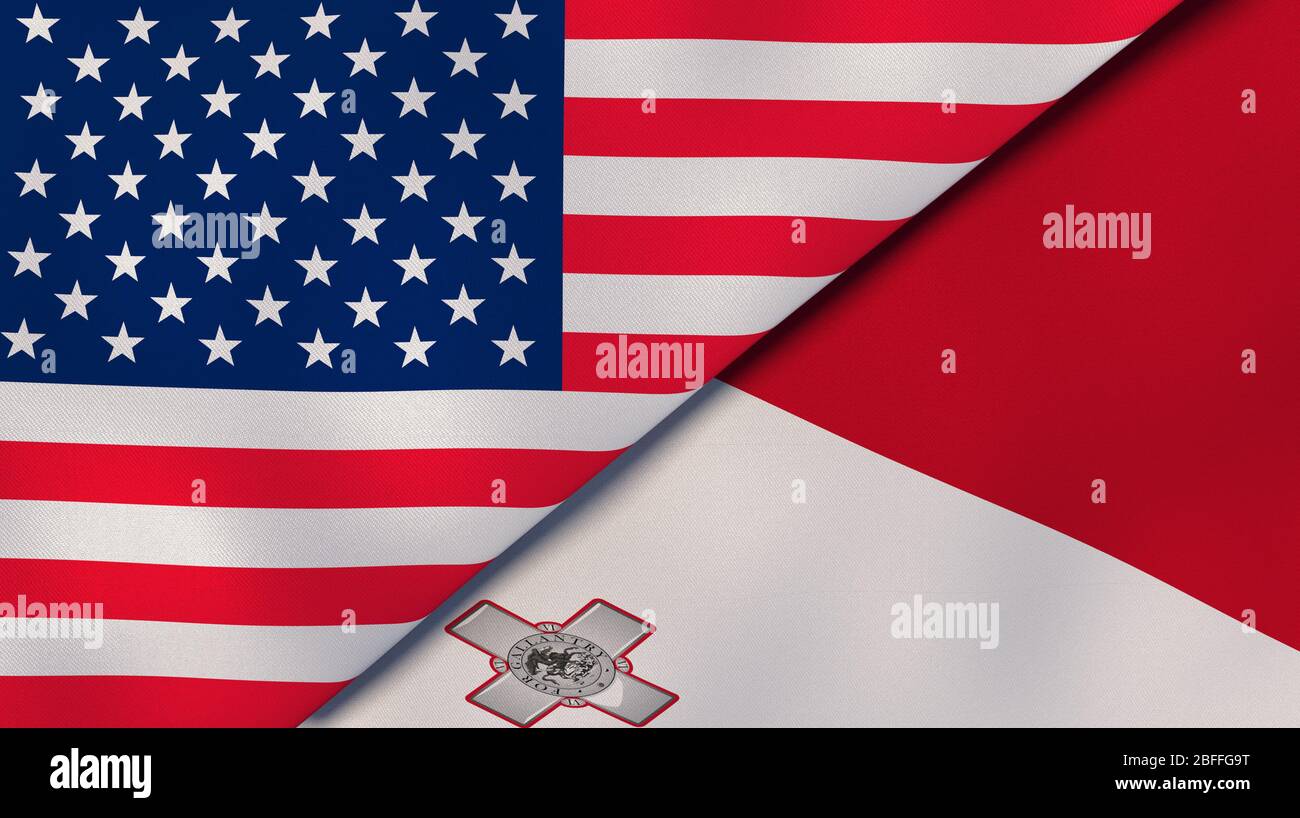 Two states flags of United States and Malta. High quality business ...