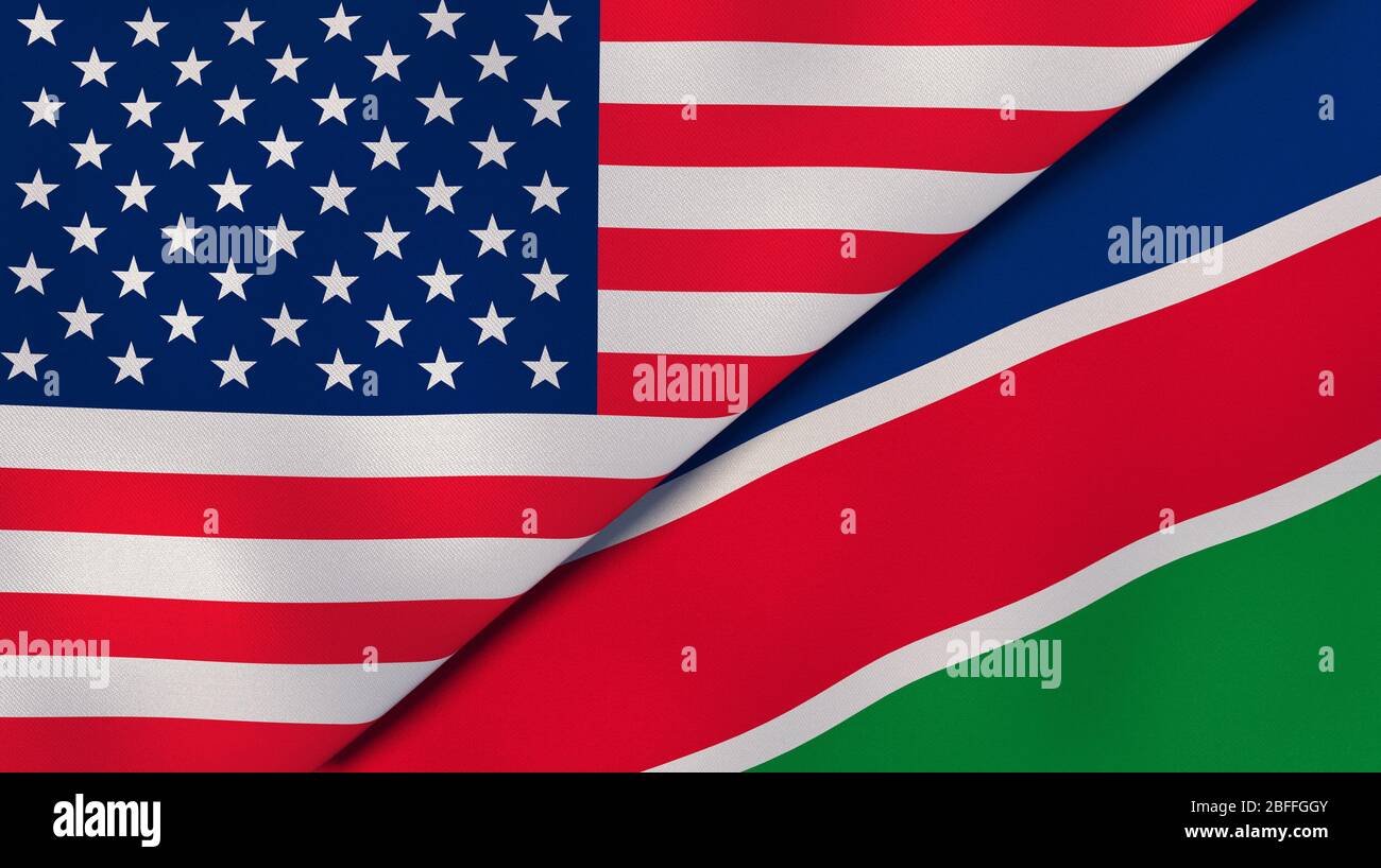 Two states flags of United States and Namibia. High quality business ...