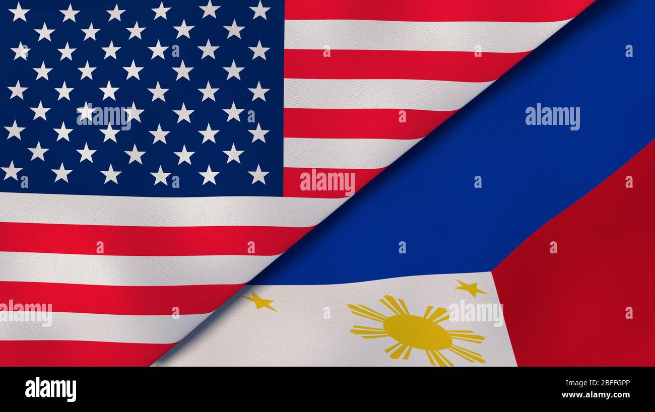 Two states flags of United States and Philippines. High quality ...