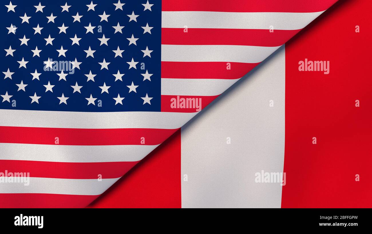 Two states flags of United States and Peru. High quality business ...
