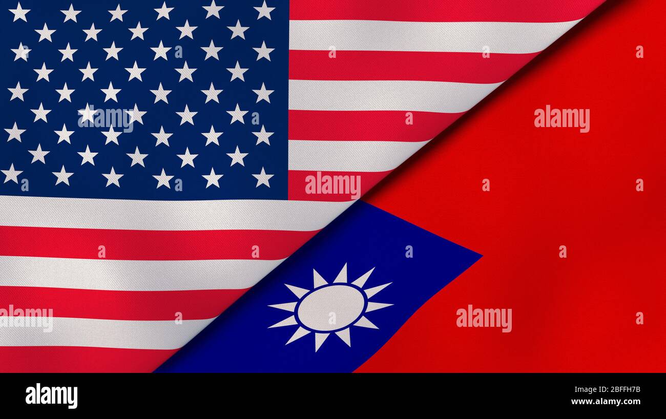 Two states flags of United States and Taiwan. High quality business ...