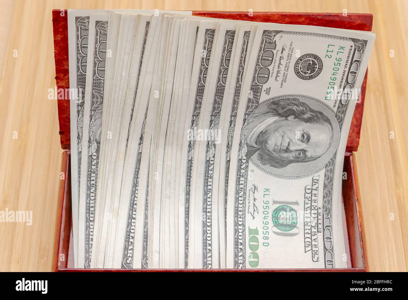 Hundred dollar bills in box hi-res stock photography and images - Alamy