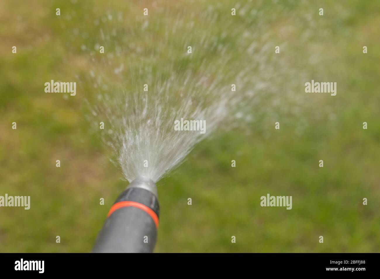 watering the lawn in a garden with a sprinkler Stock Photo - Alamy