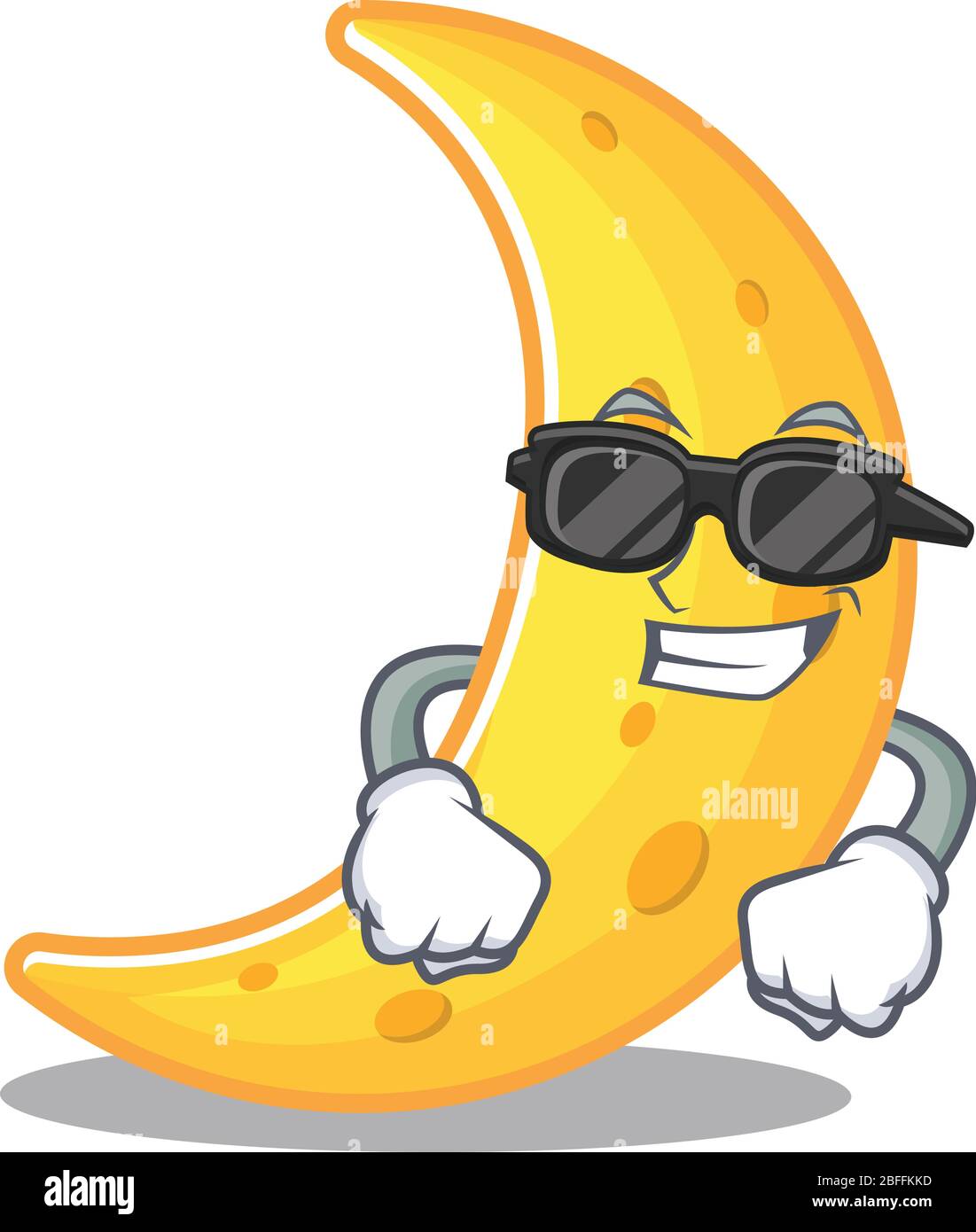 Cool crescent moon cartoon character wearing expensive black glasses ...