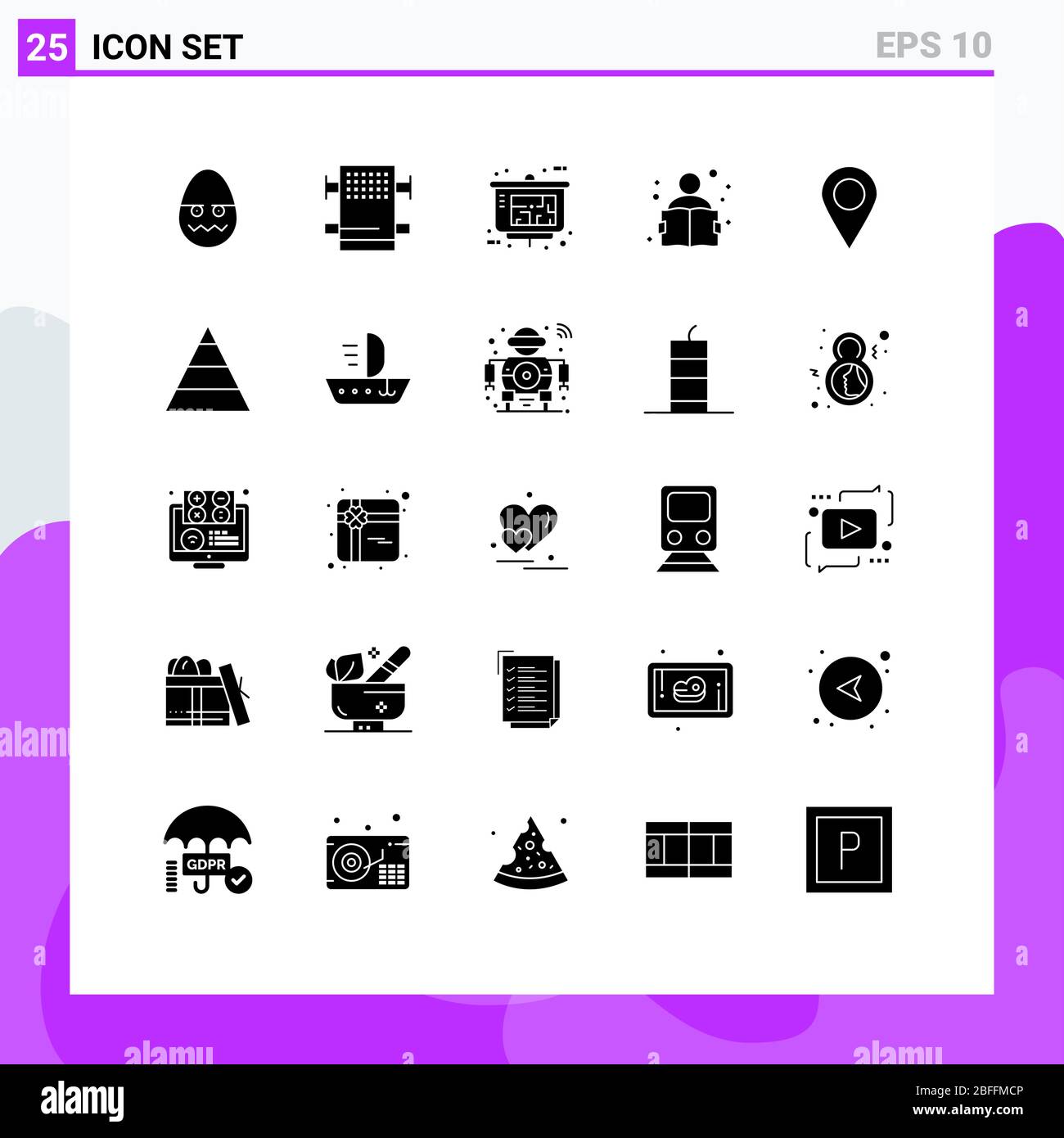 Stock Vector Icon Pack of 25 Line Signs and Symbols for pin, location ...