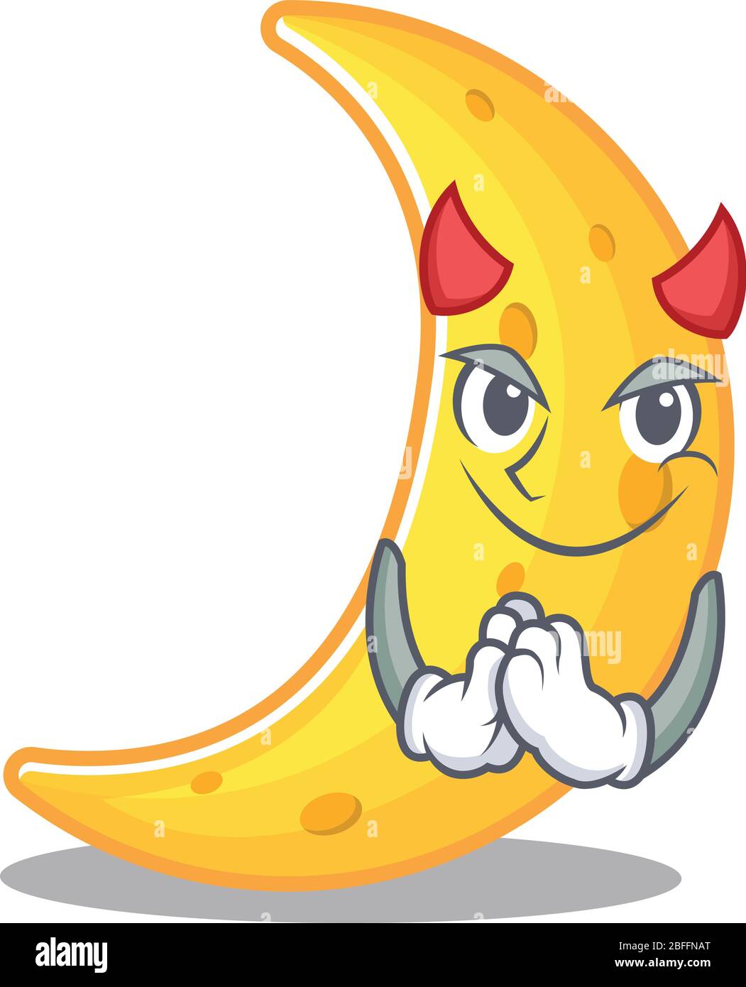 Crescent moon dressed as devil cartoon character design style Stock ...
