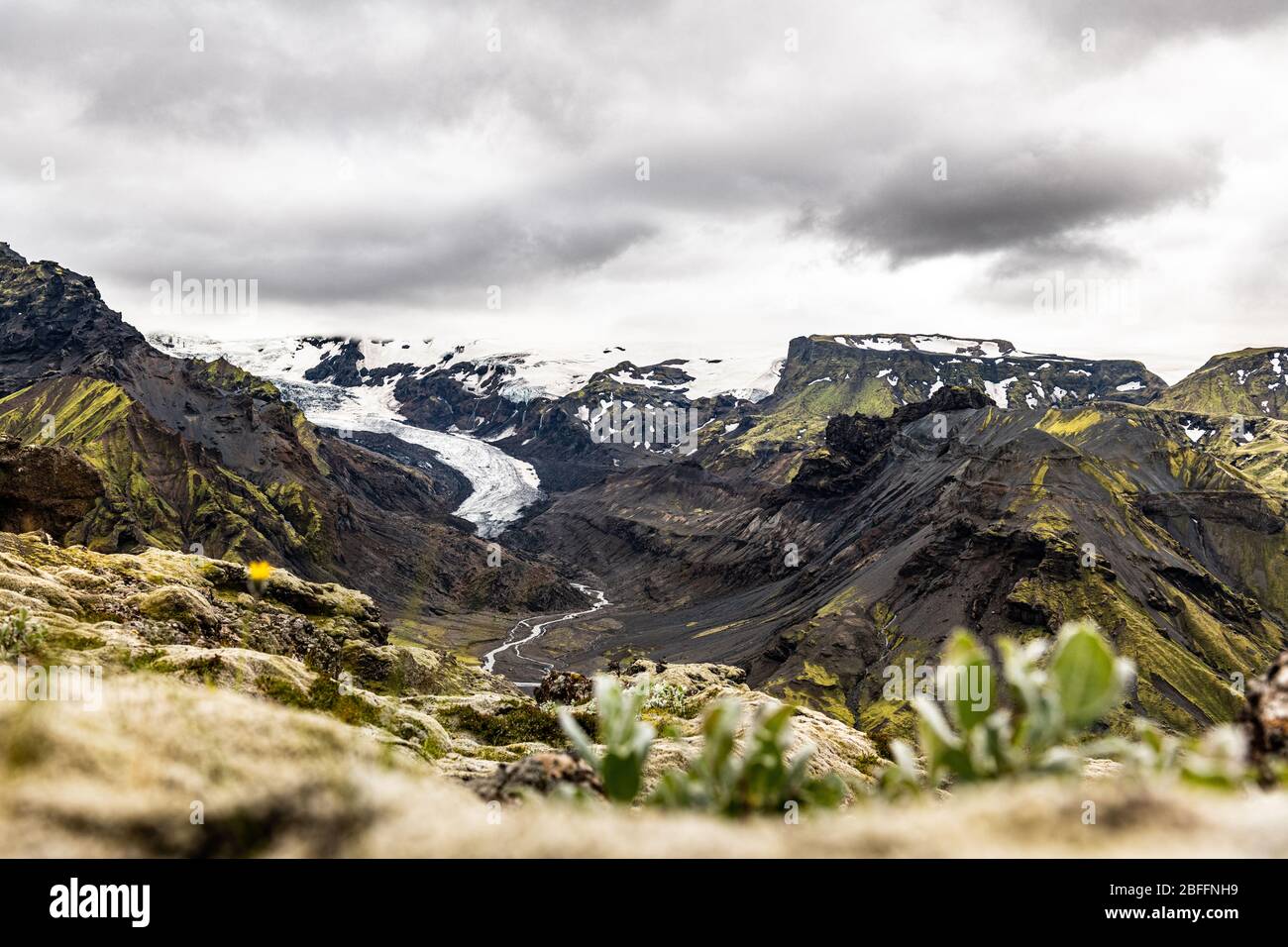 Breathtaking view from a hill next to Eyjafjallajokull (Iceland) in ...