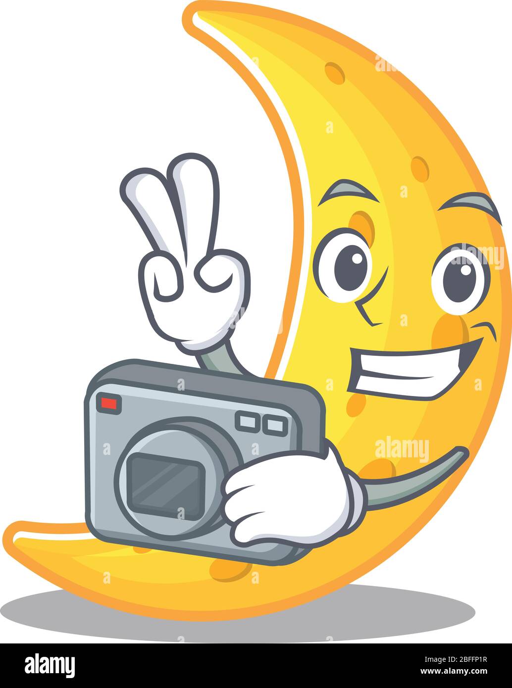 Crescent moon mascot design as a professional photographer working with ...