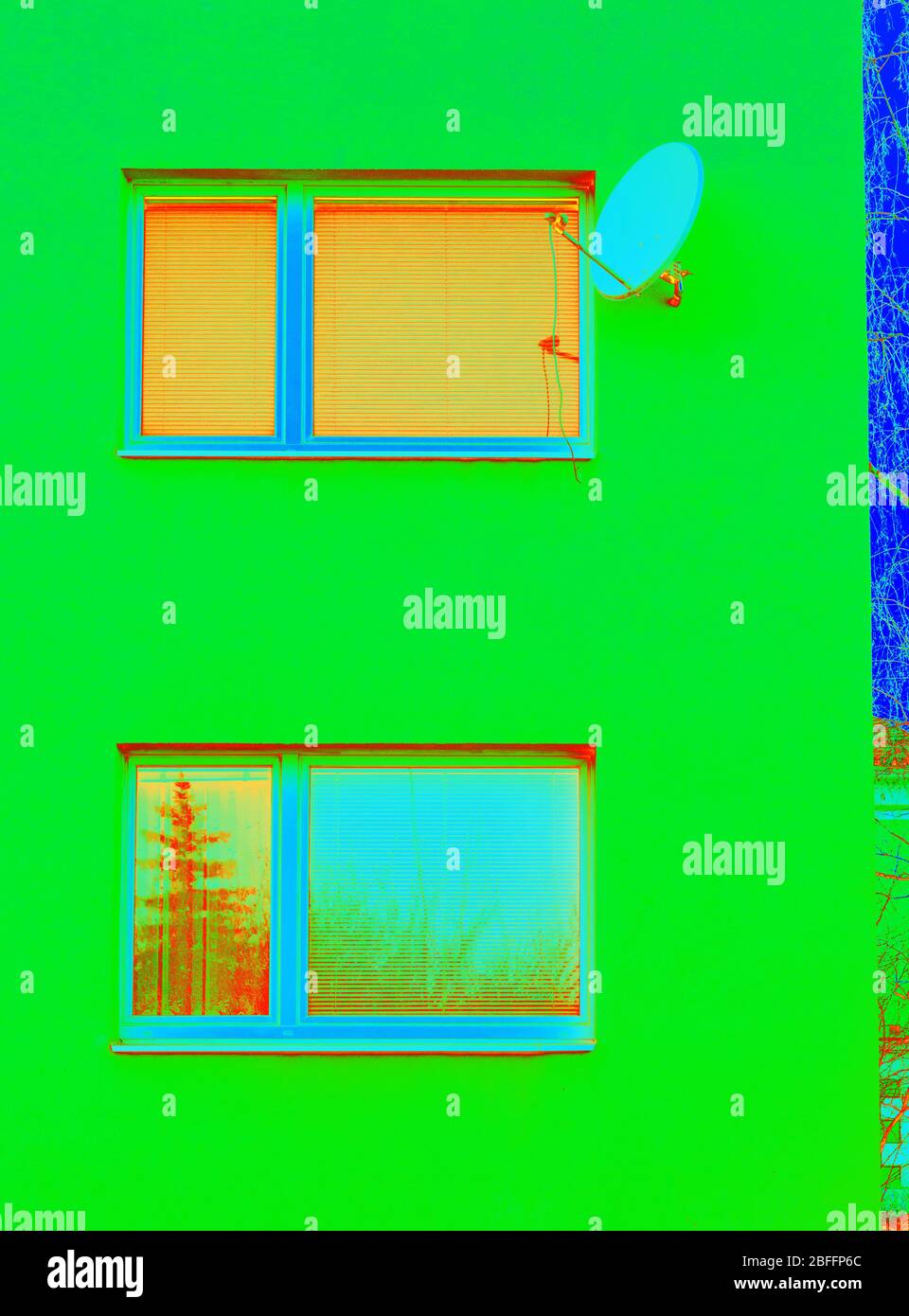 House with new style plastic frame windows. Thermal waste map. Just ...